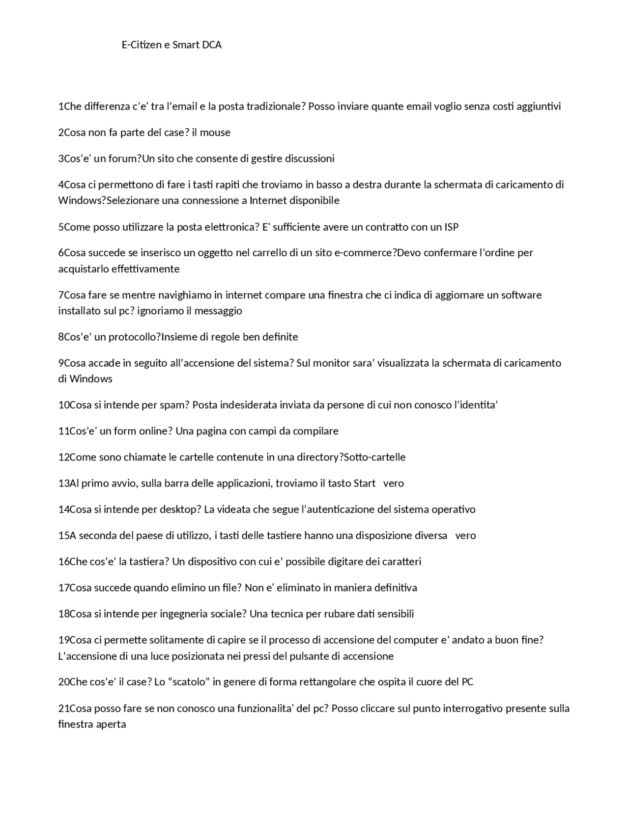 E Citizen E Smart Dca Modulo 10 Eirsaf Full Esame Docsity