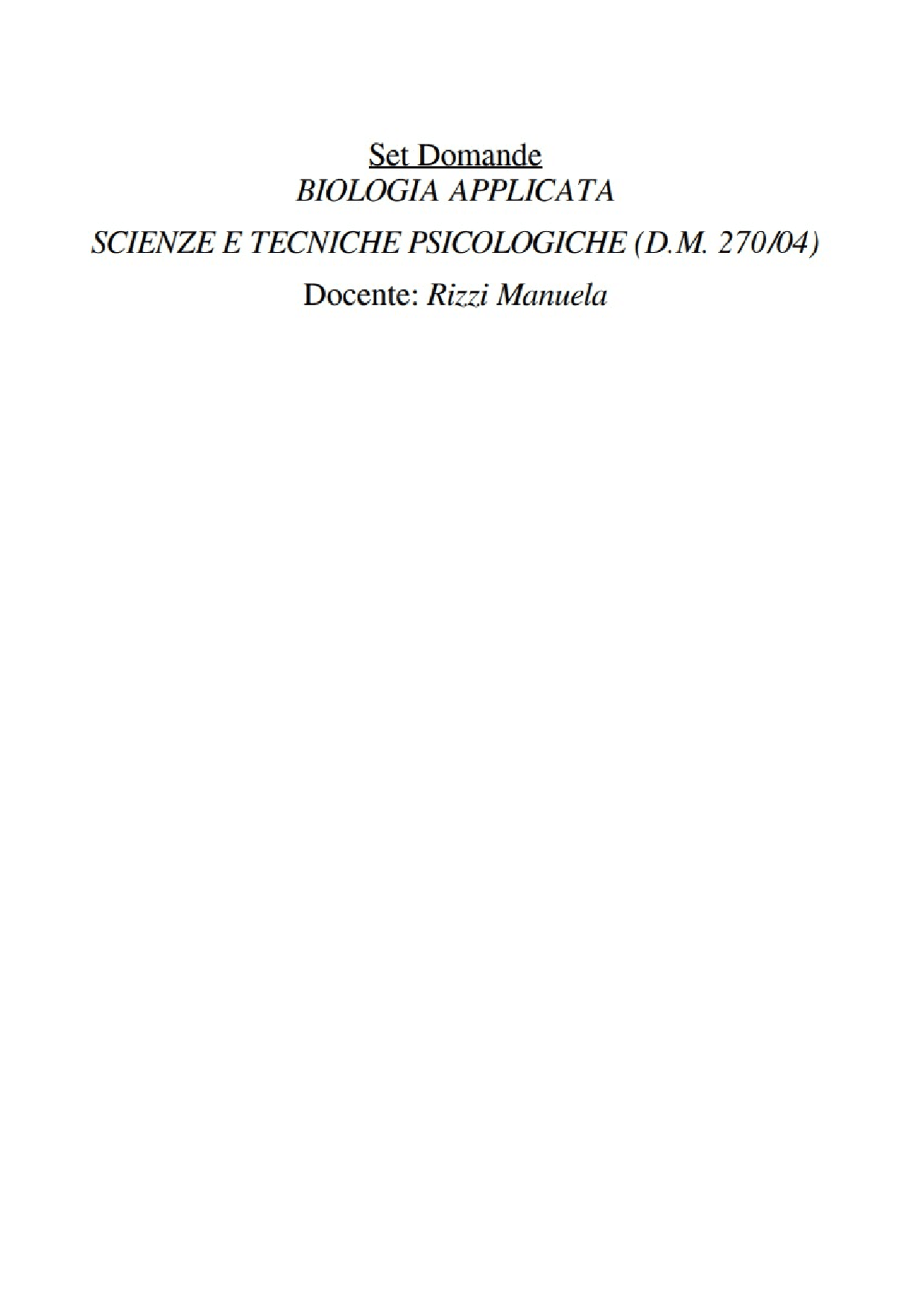 Paniere BIOLOGIA APPLICATA 2021 RIZZI MANUELA! Nuovo Programma. | Panieri di Biologia Applicata ...
