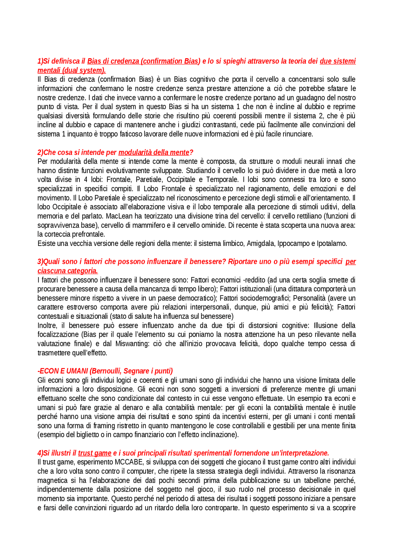 Economia Applicata Appunti E Domande Docsity