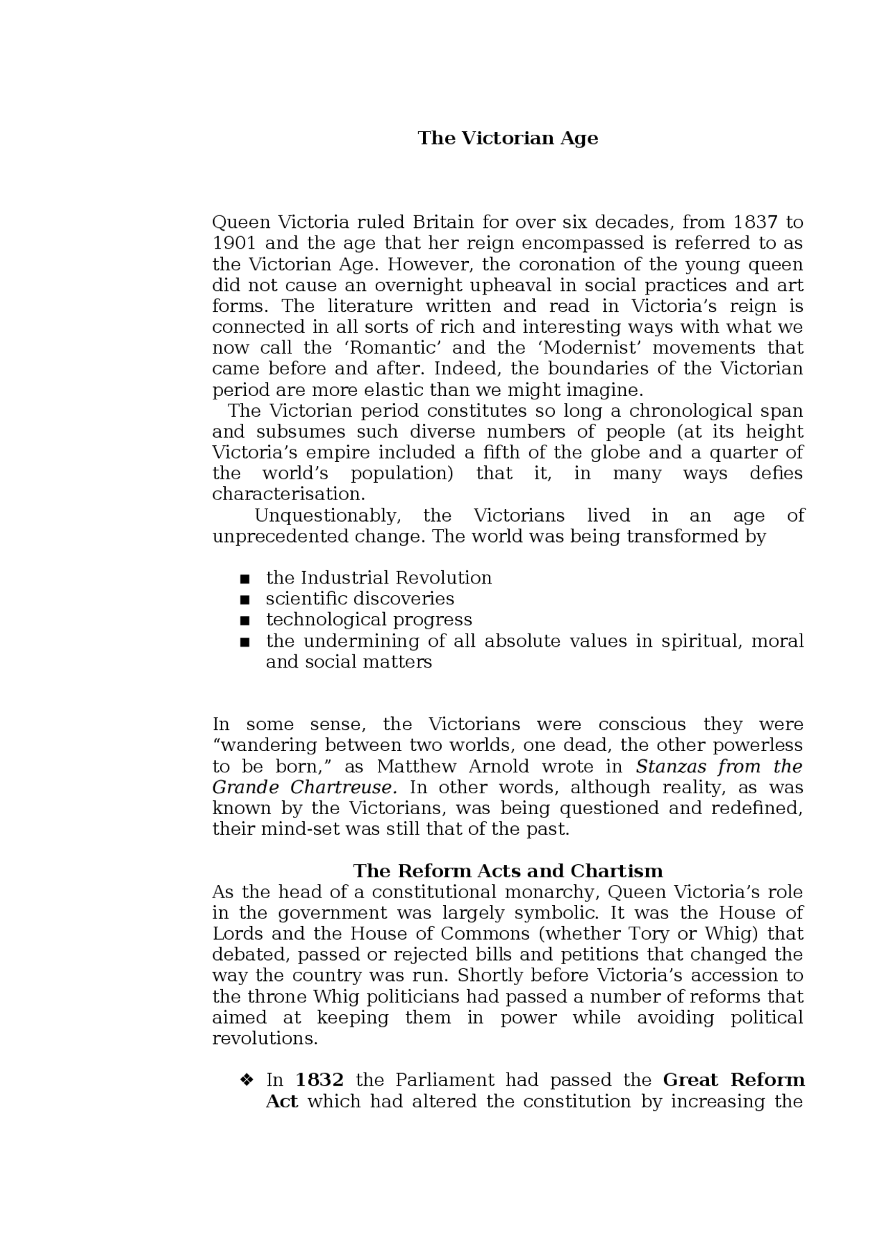 Riassunti The Victorian Age Docsity