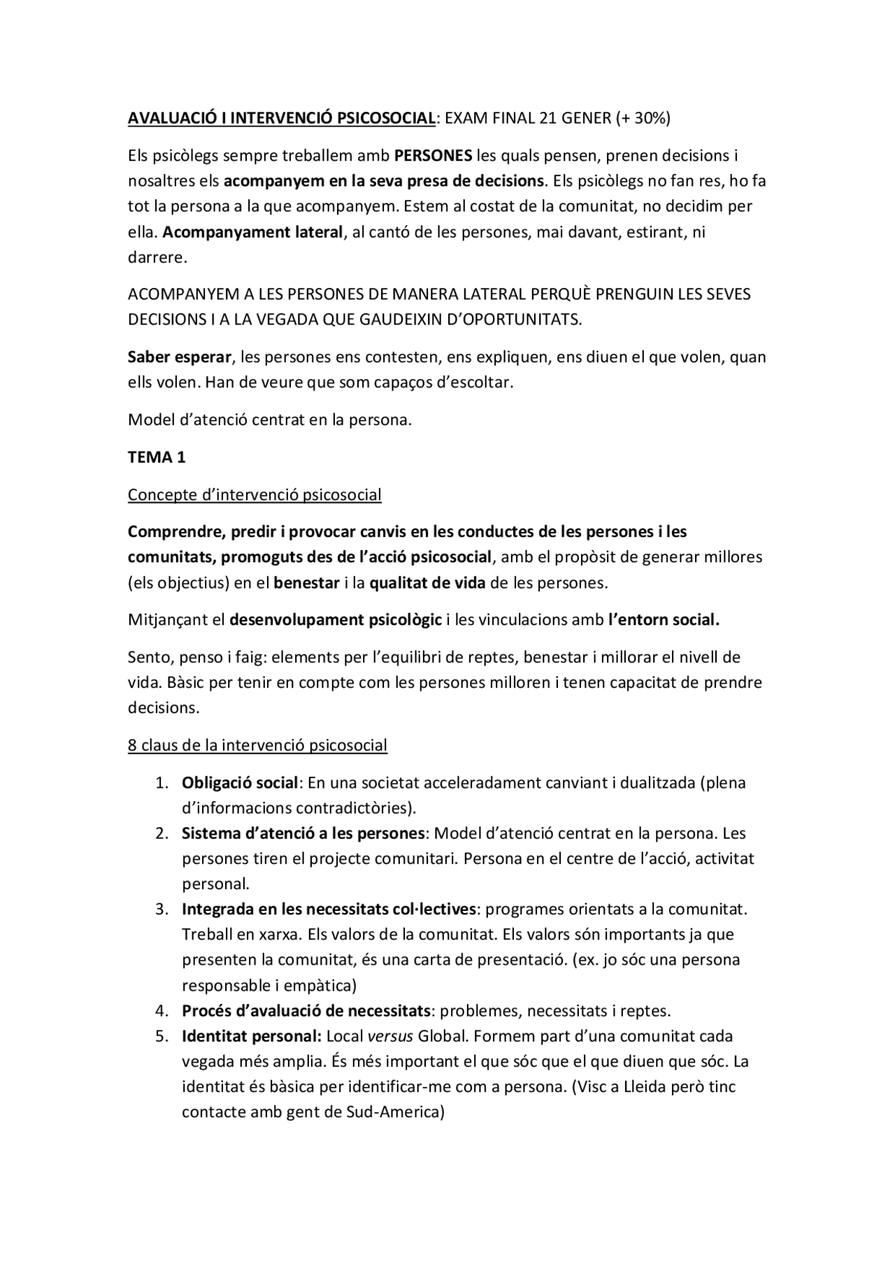 Avaluació I Intervenció Psicosocial Docsity