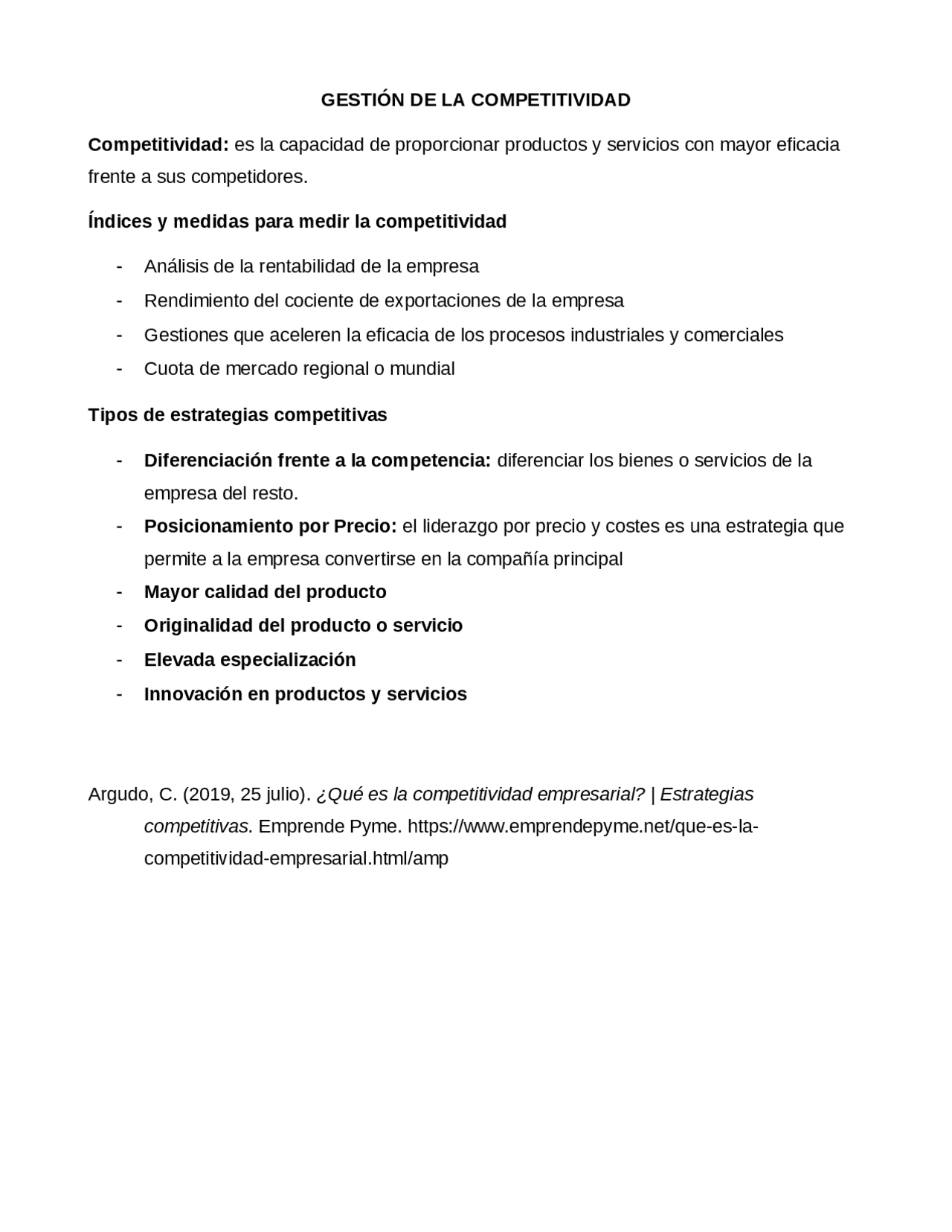 GESTIÓN DE LA COMPETITIVIDAD - Docsity