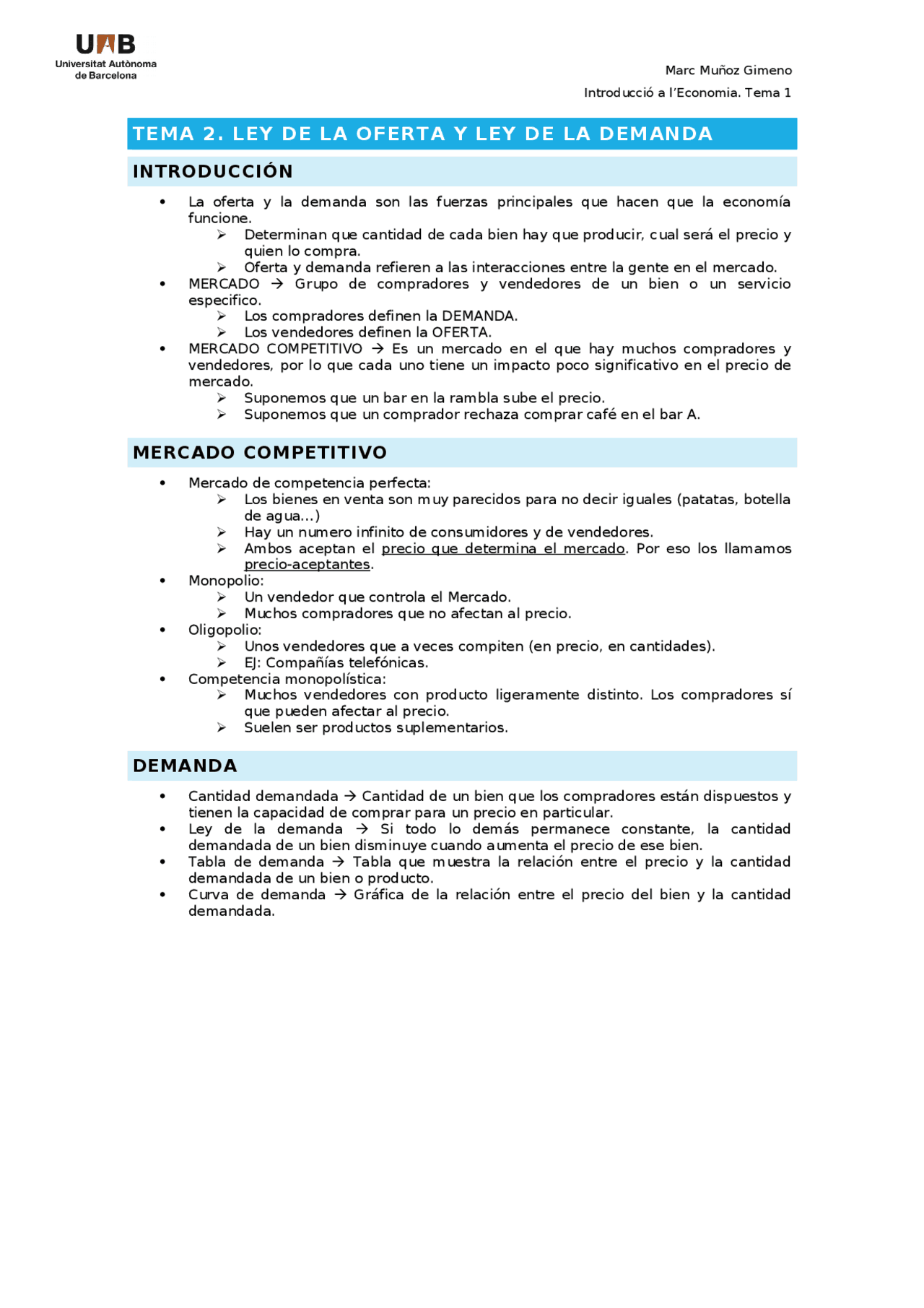 Tema 2 Intro Economia Uab Docsity