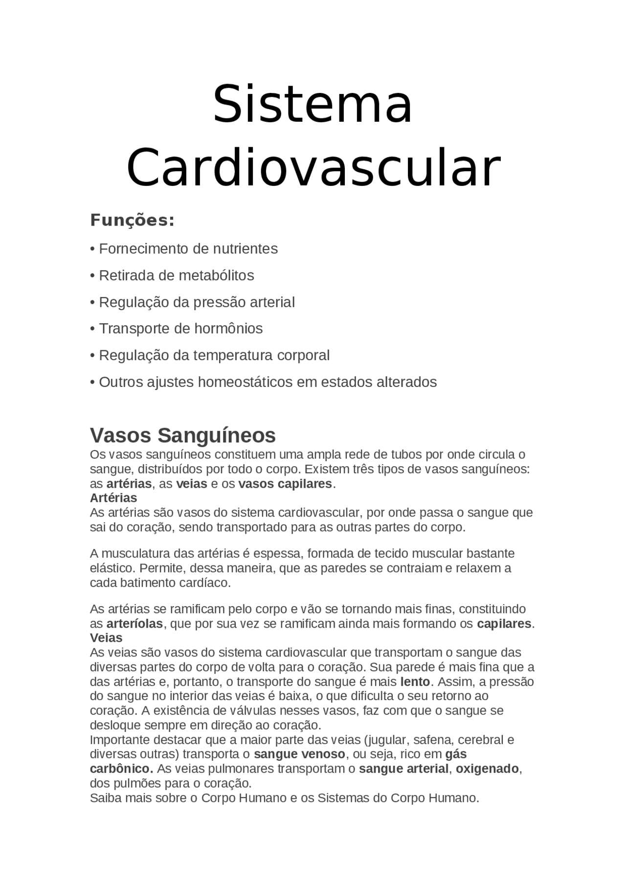 Sistema Cardiovascular Docsity