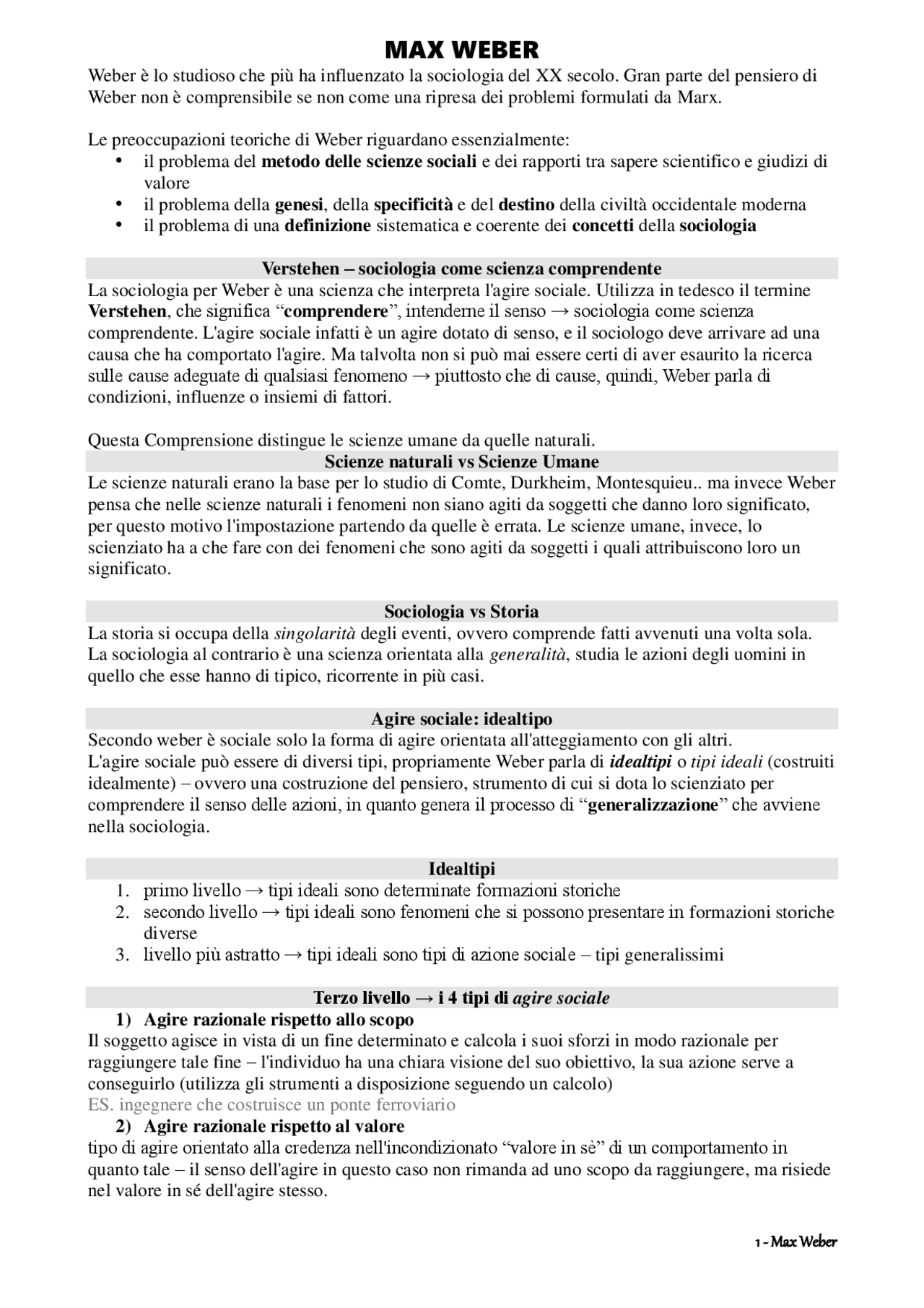 Sociologia Max Weber Docsity
