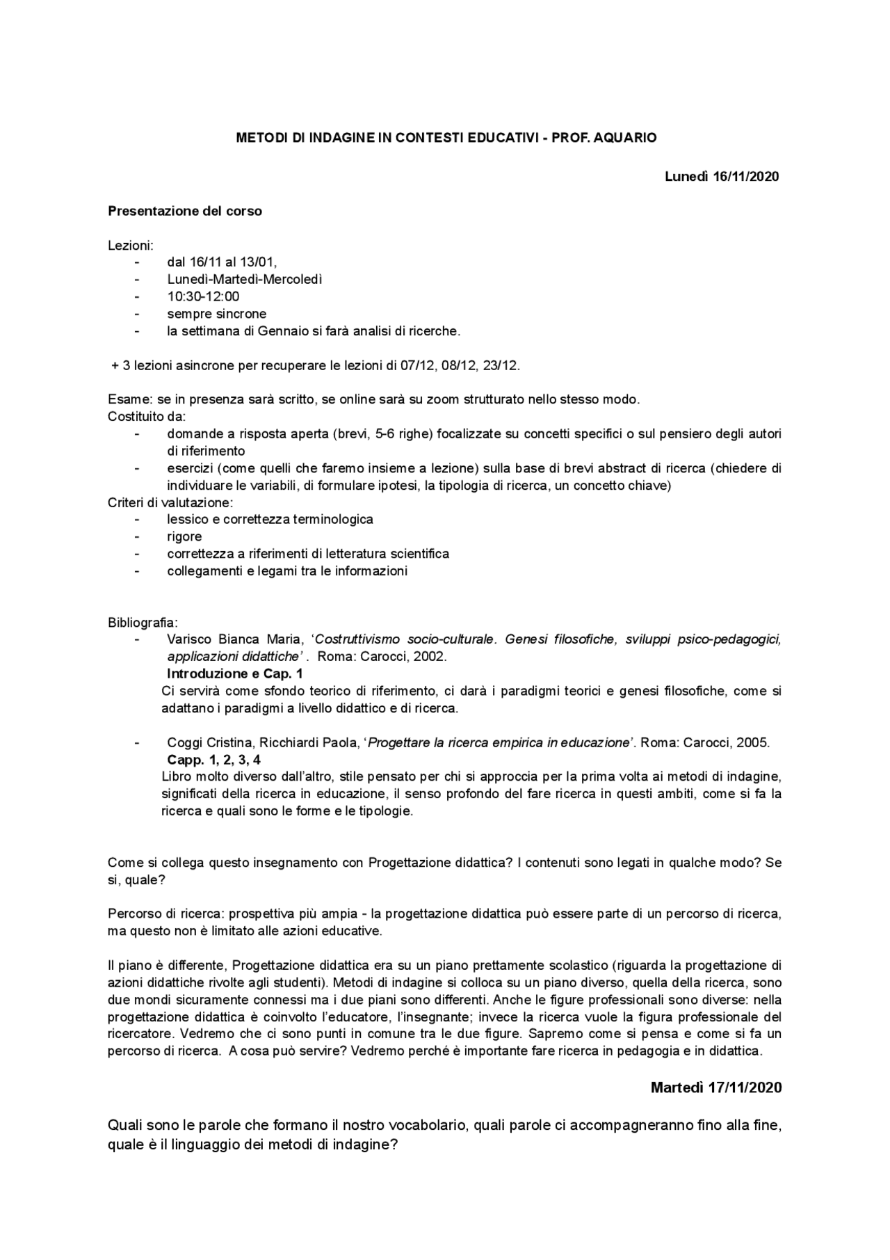 Appunti Metodi Di Indagine Docsity