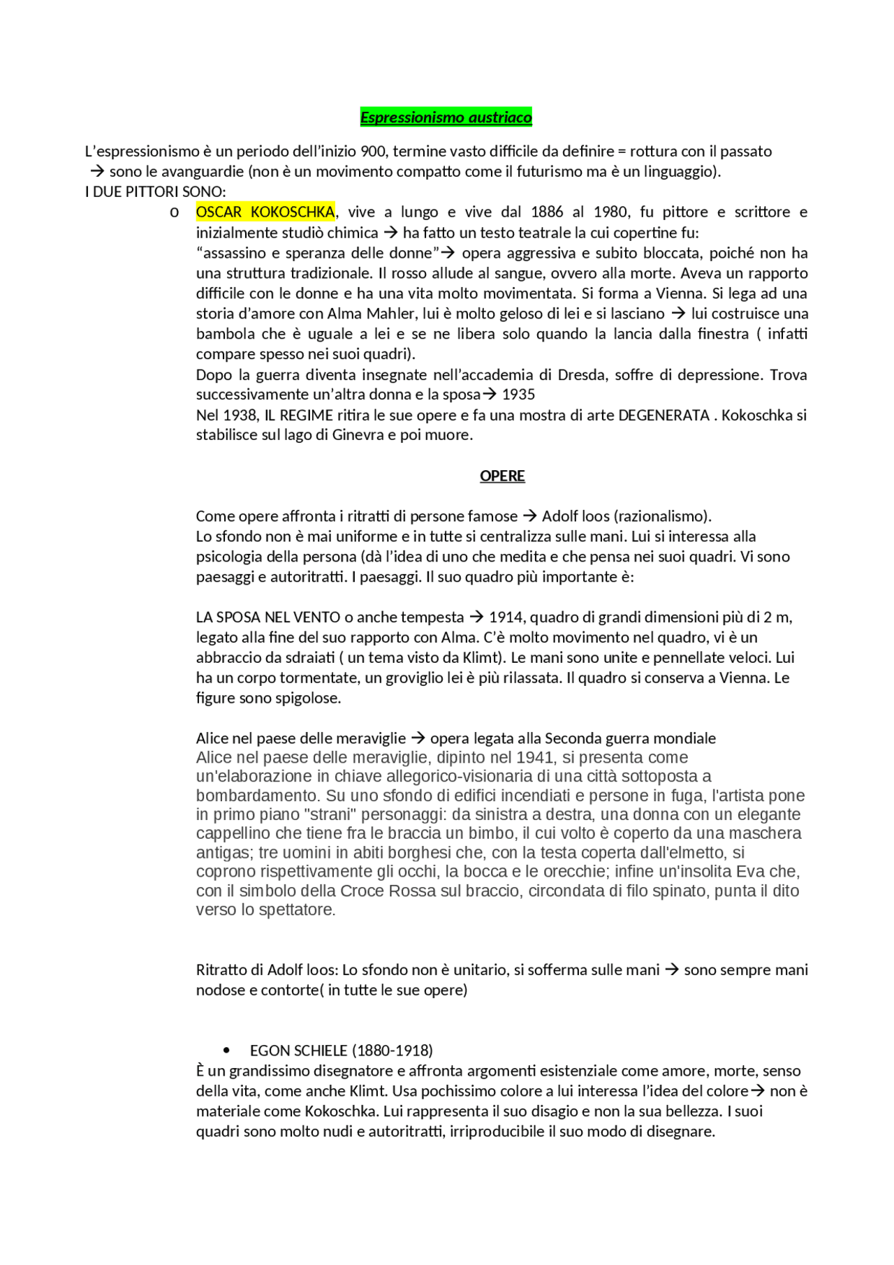 Espressionismo austriaco - ARTE - Docsity