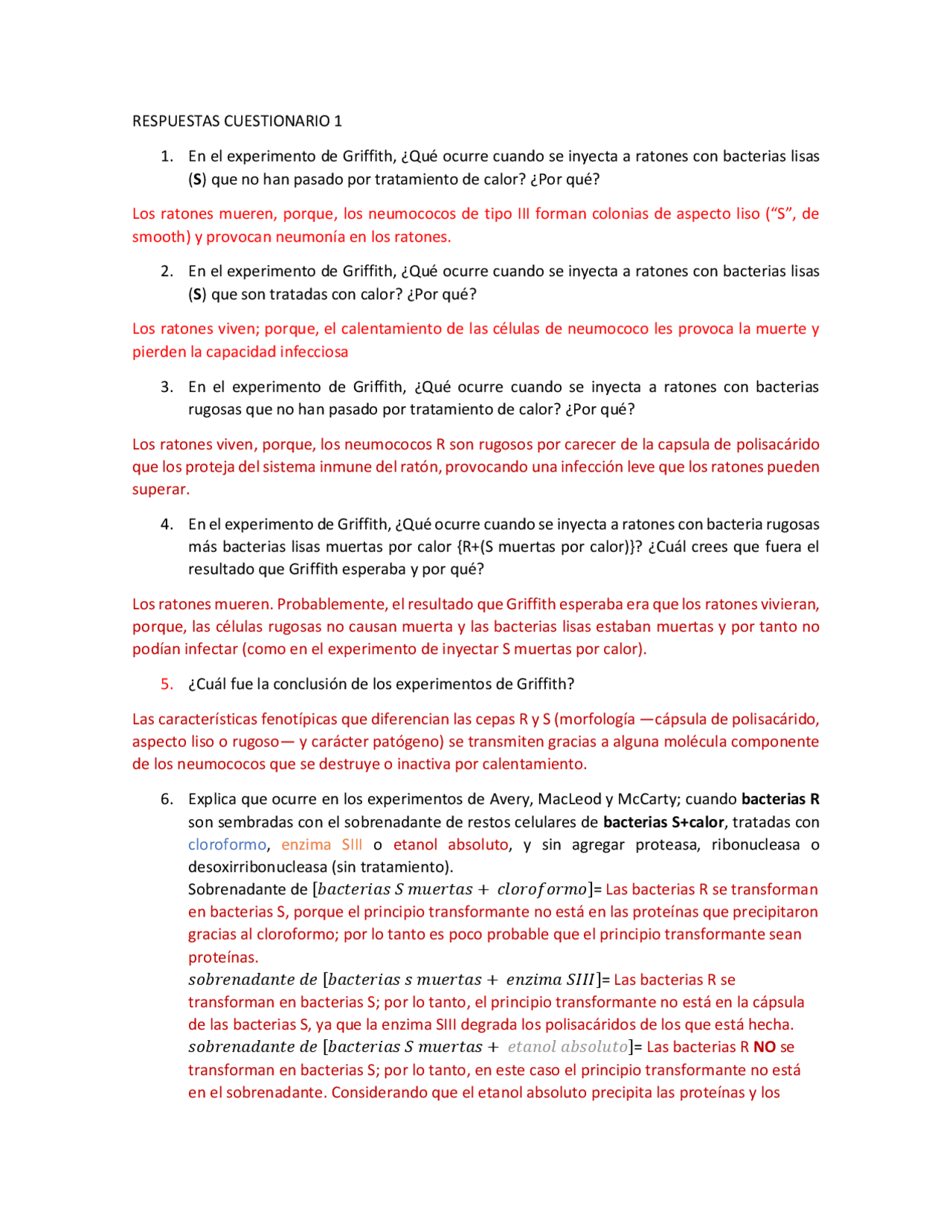 Experimentos de Griffith, Avery, MacLeod y McCarty y Hershey y Chase ...