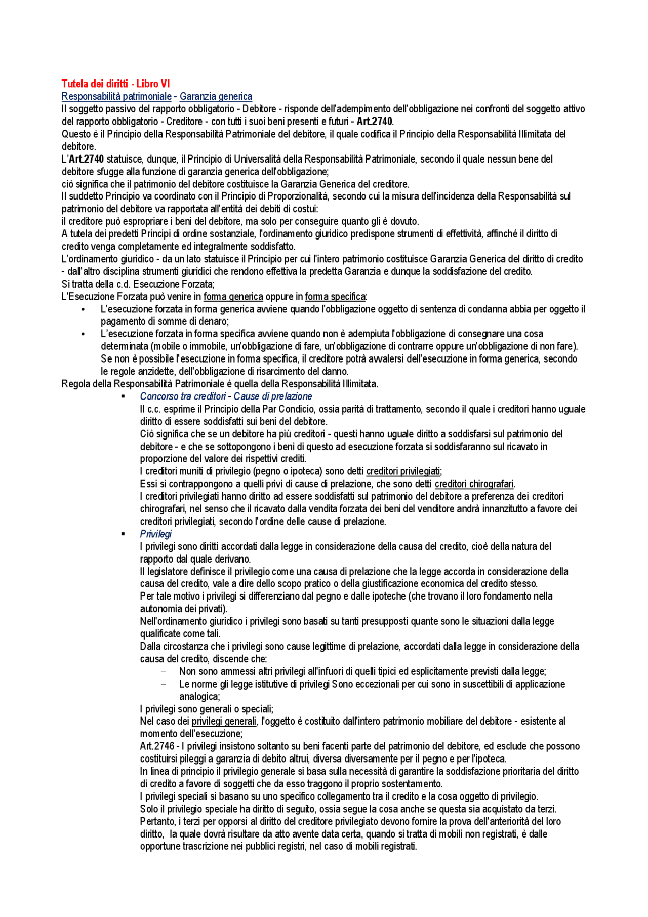 Riassuntoschema Tutela Dei Diritti Diritto Privato Docsity