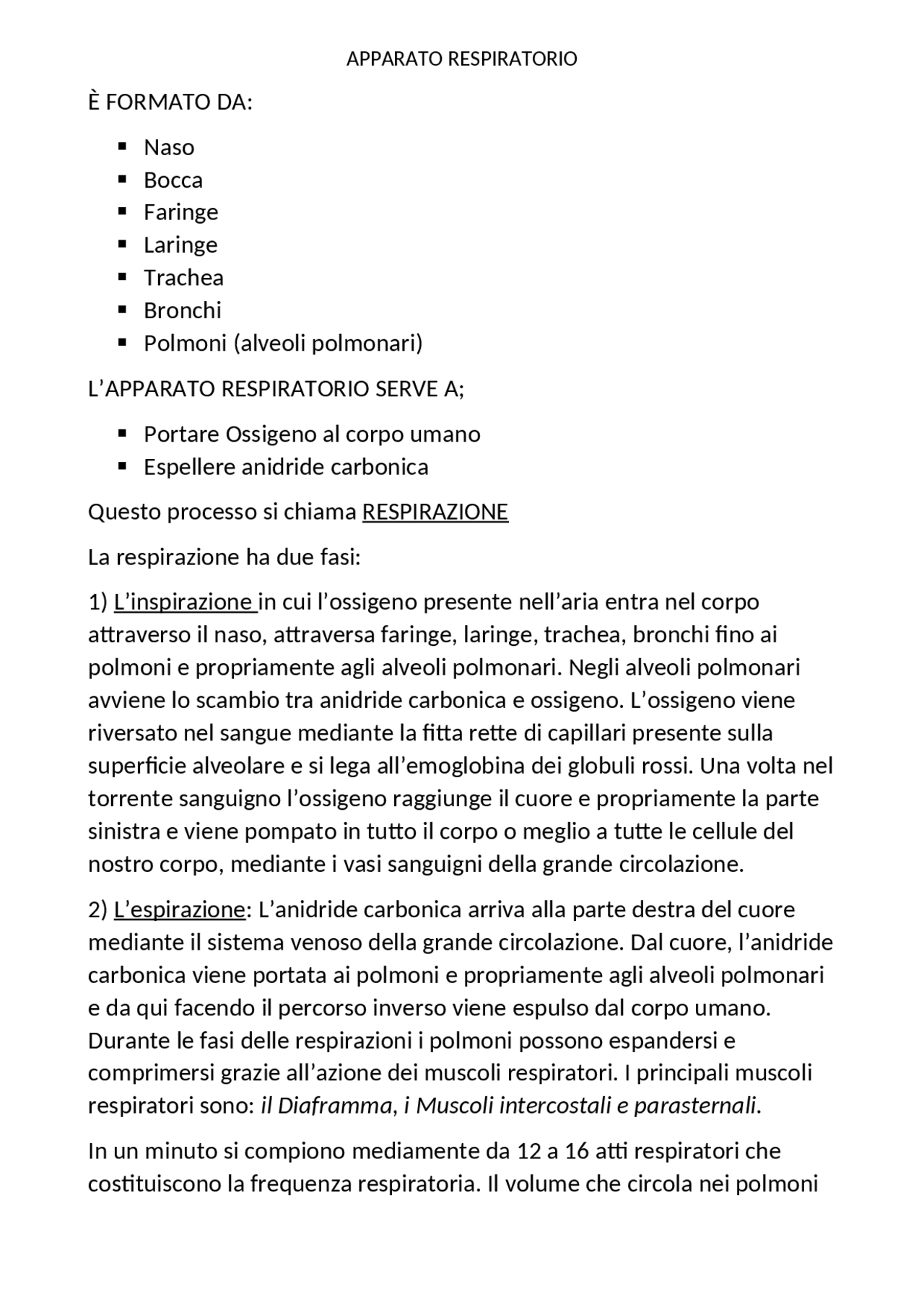 Apparato Respiratorio Docsity