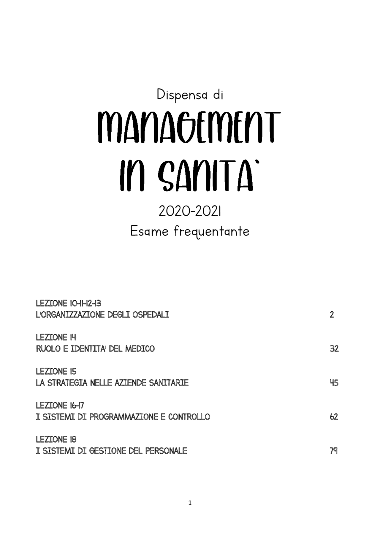 Appunti di Management in Sanità - Esame frequentanti (Bergamaschi) - Docsity