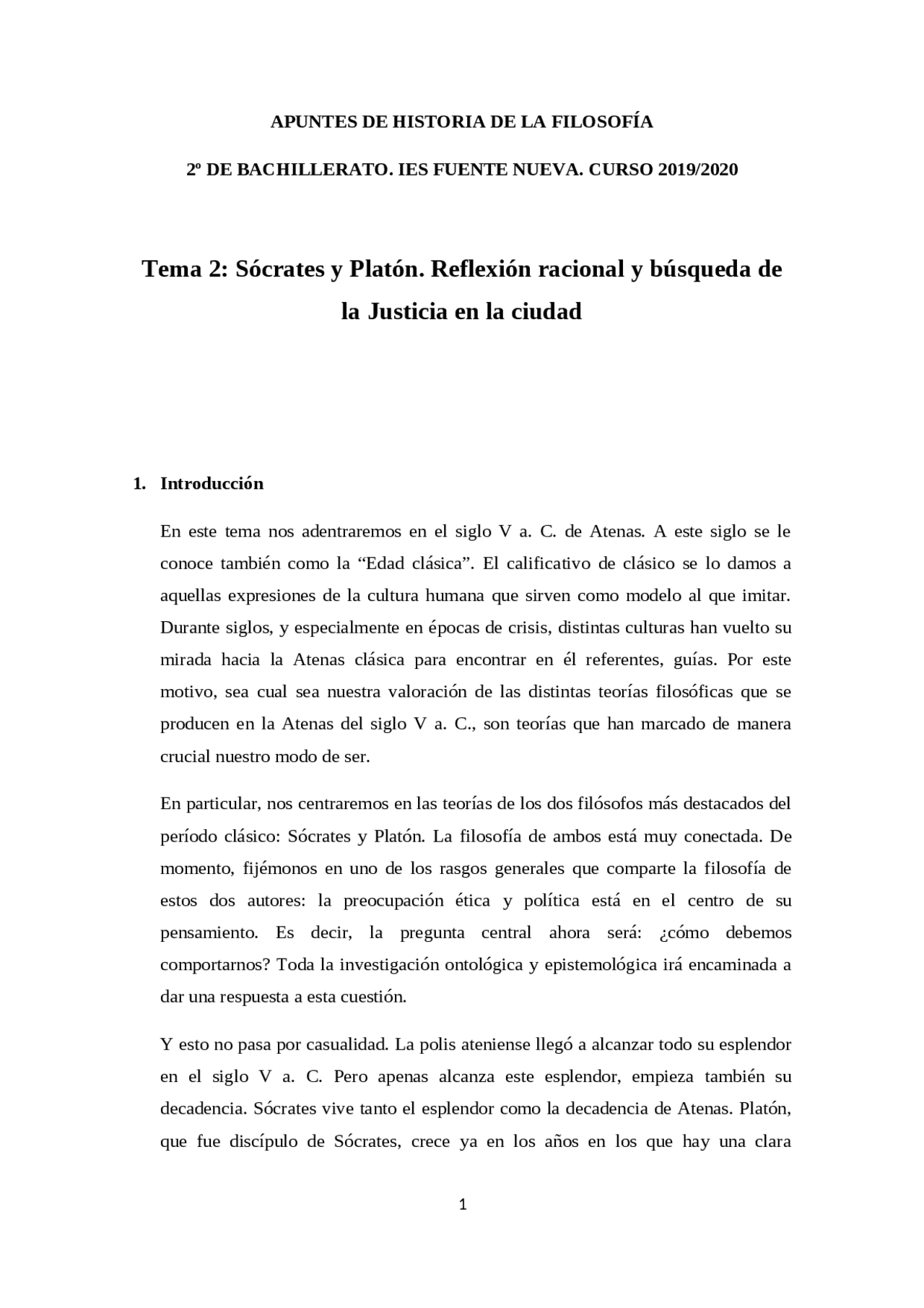 Apuntes Sócrates Y Platón Docsity