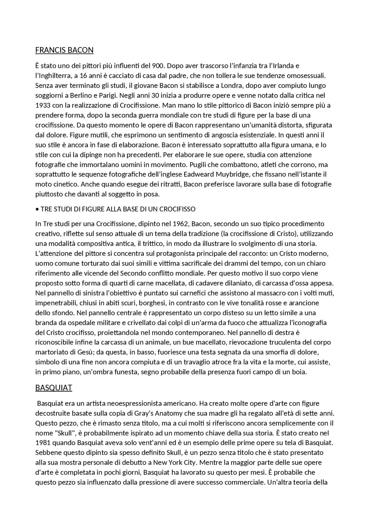 Sintesi Di Francis Bacon Renzo Piano Wright E Basquiat Docsity