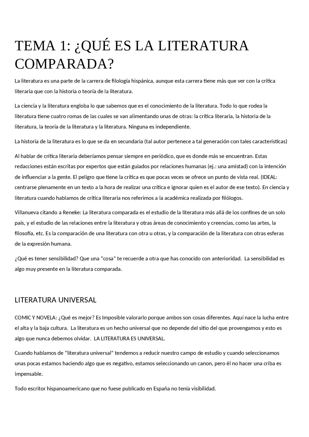 Tema 1, literatura comparada - Docsity