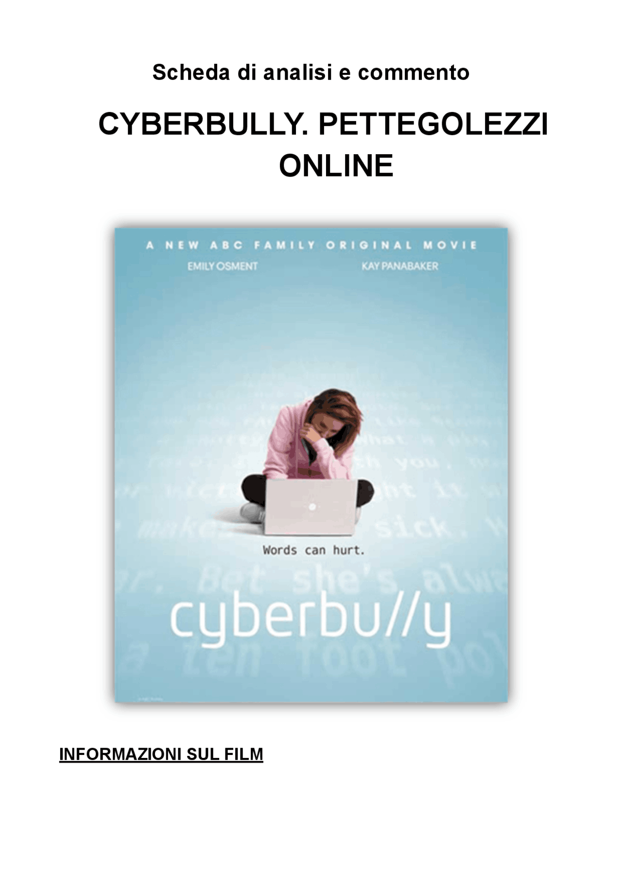 PETTEGOLEZZI ONLINE - SCHEDA FILM | Dispense di Filosofia | Docsity