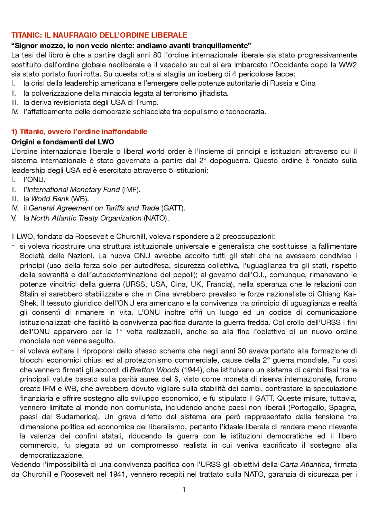 Libro Titanic Relazioni Internazionali Docsity