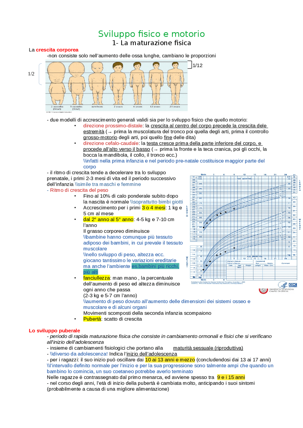 Sviluppo Fisico E Motorio Docsity
