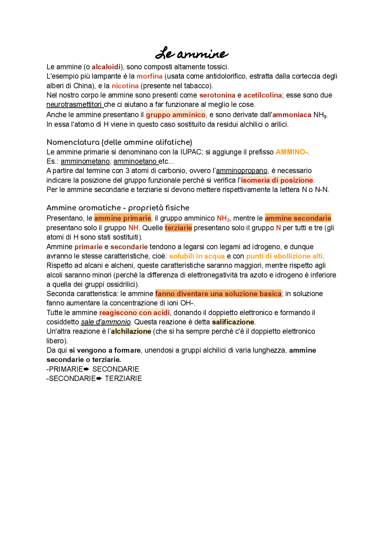 Le Ammine O Alcaloidi Docsity