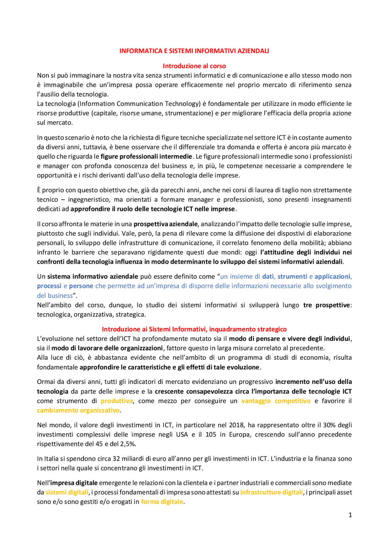 Appunti Di Informatica E Sistemi Informativi Prof Mamino Docsity