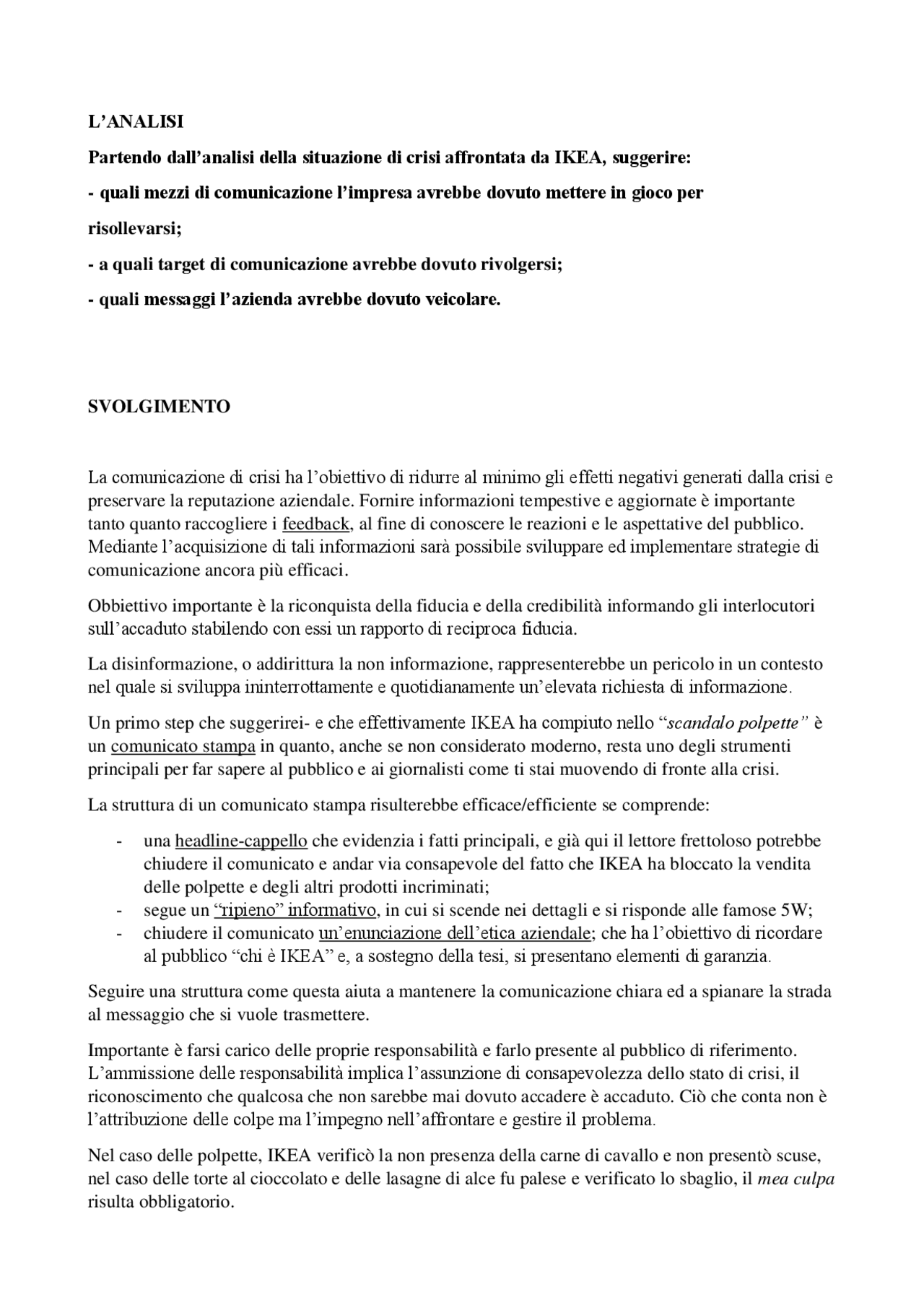 Elaborato Esame Di Marketing Docsity