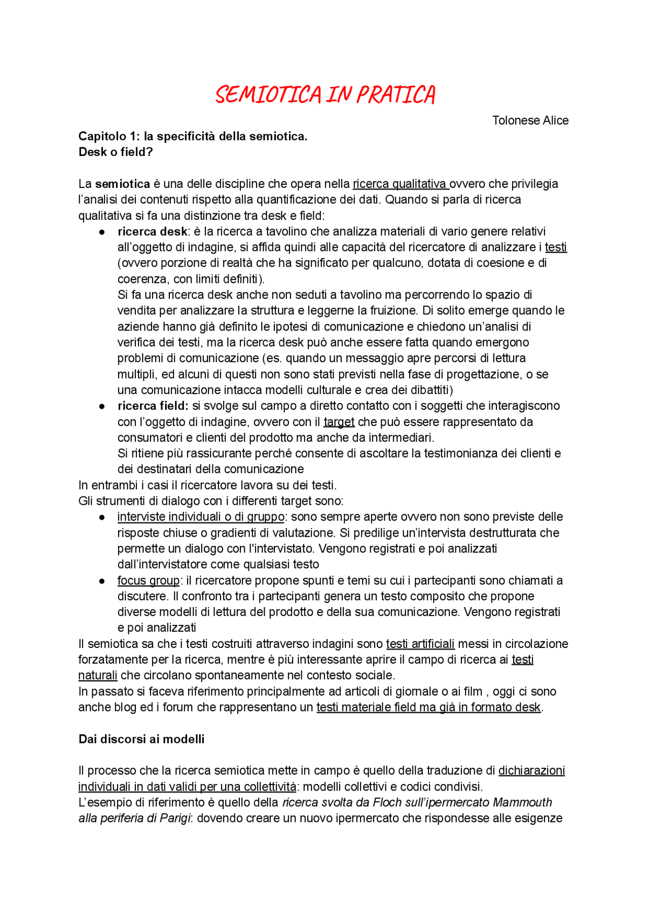 Riassunto Libro Semiotica In Pratica Di Rolle Docsity