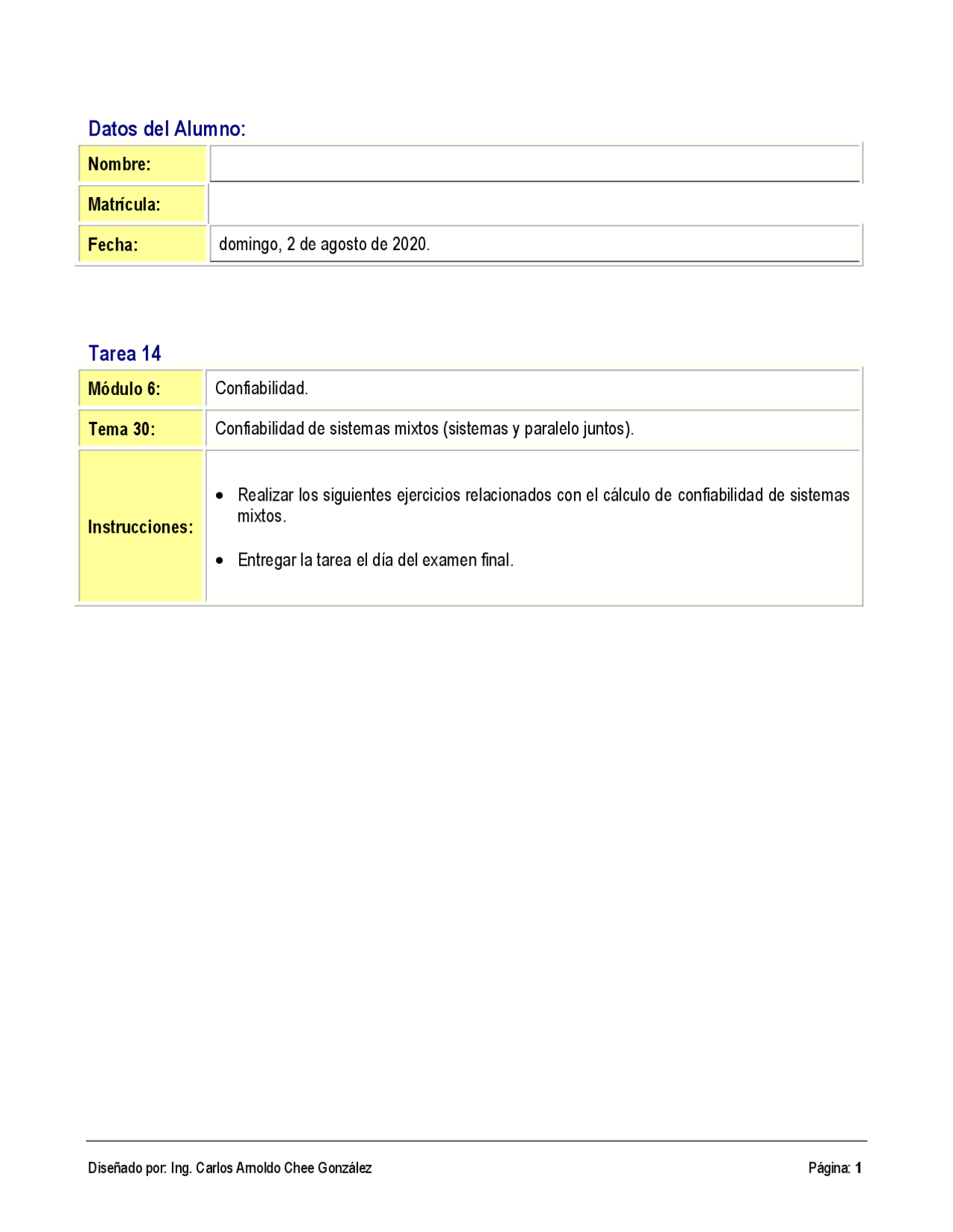 Ejercicios de cálculo de confiabilidad de sistemas mixtos | Appunti di Total Quality Management ...