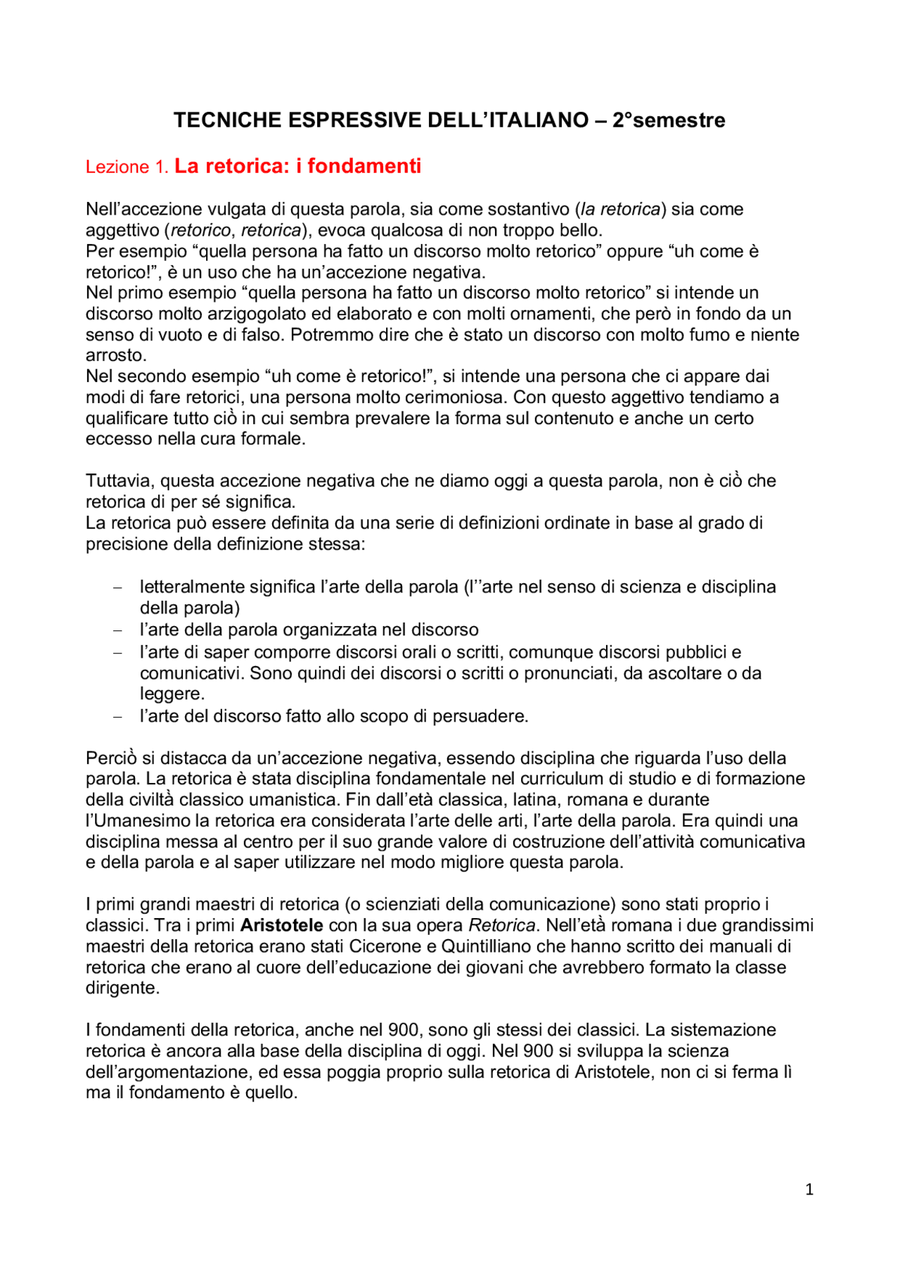 Tecniche Espressive Dellitaliano 2°semestre Prof Girardi Docsity