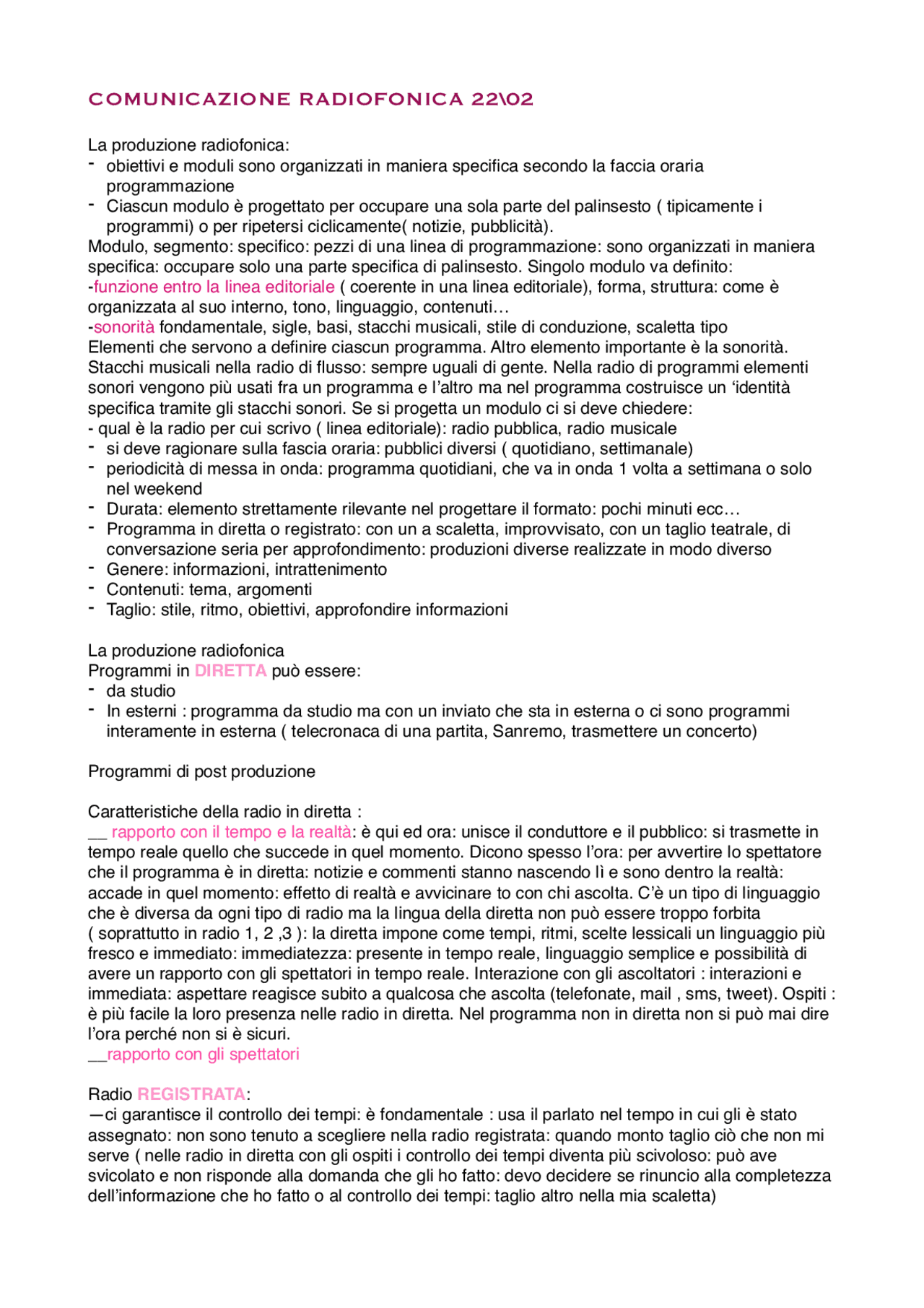 Comunicazione Radiofonica 2202 Docsity