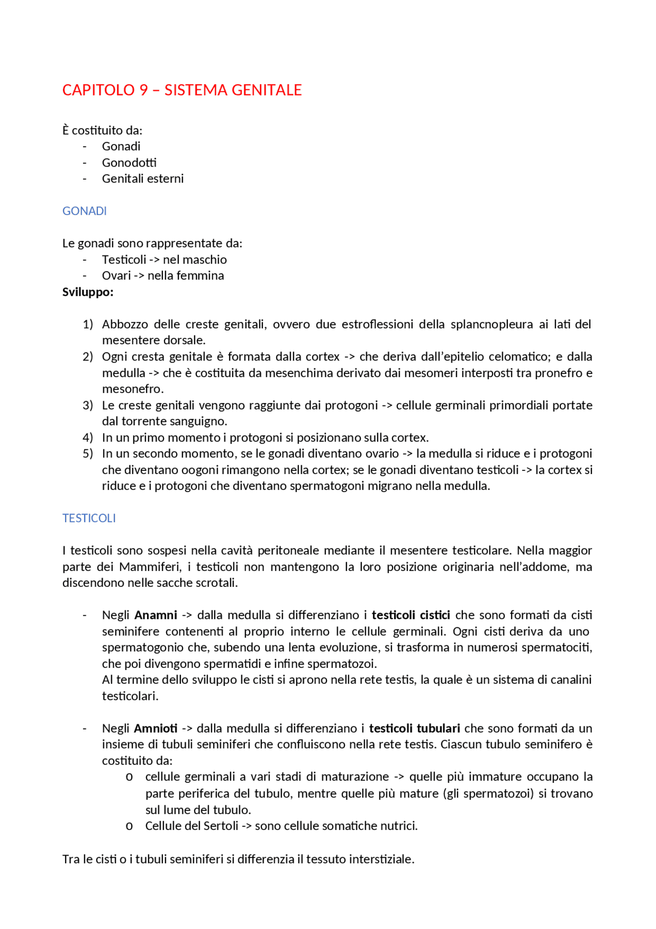 Riassunti Anatomia Comparata Sistema Genitale Docsity