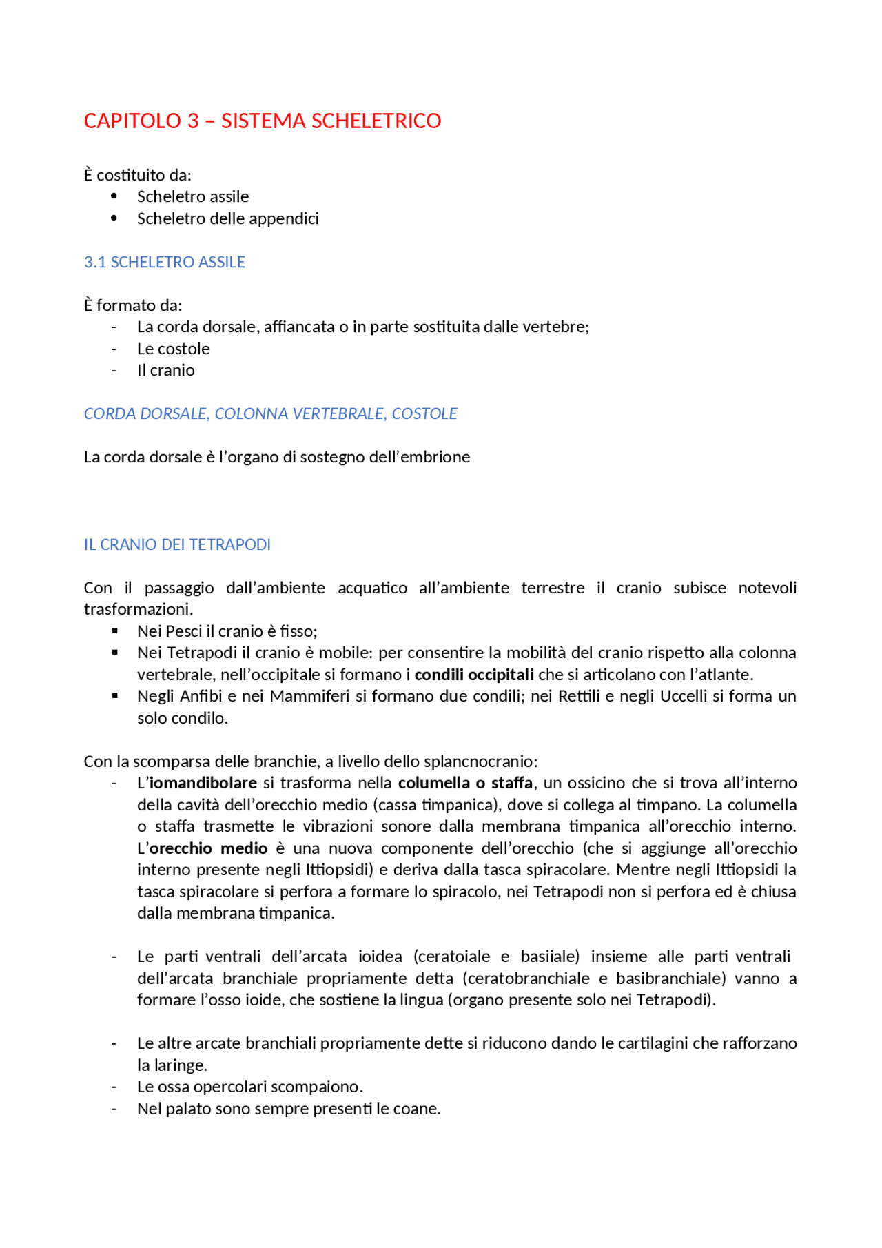 Riassunti Anatomia Comparata Docsity