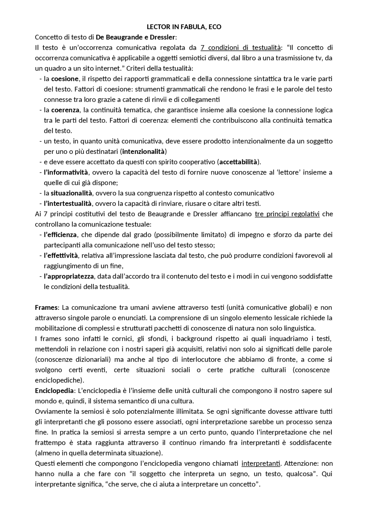 Lector In Fabula Eco Docsity
