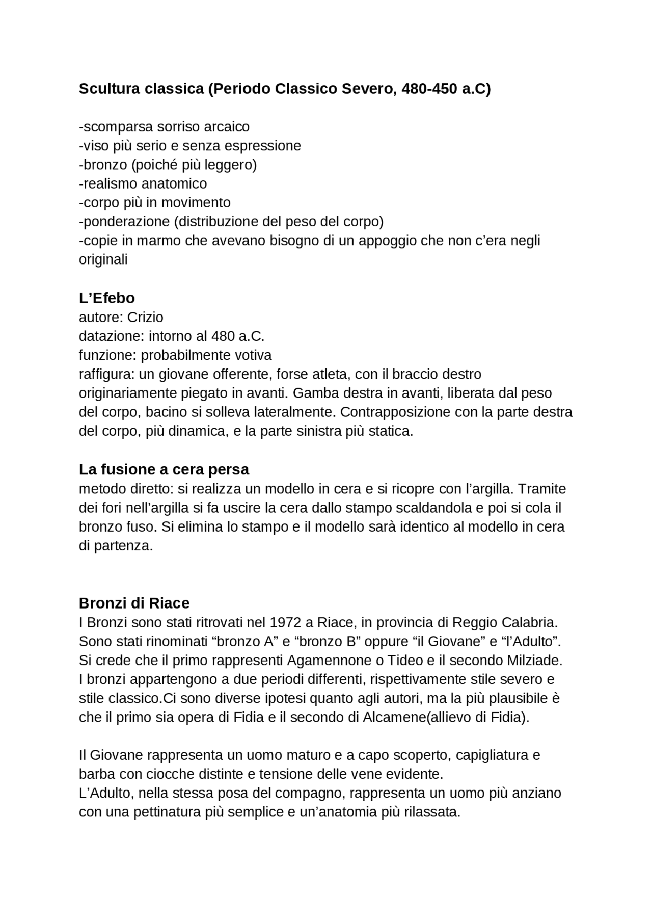 Scultura Stile Severo Docsity