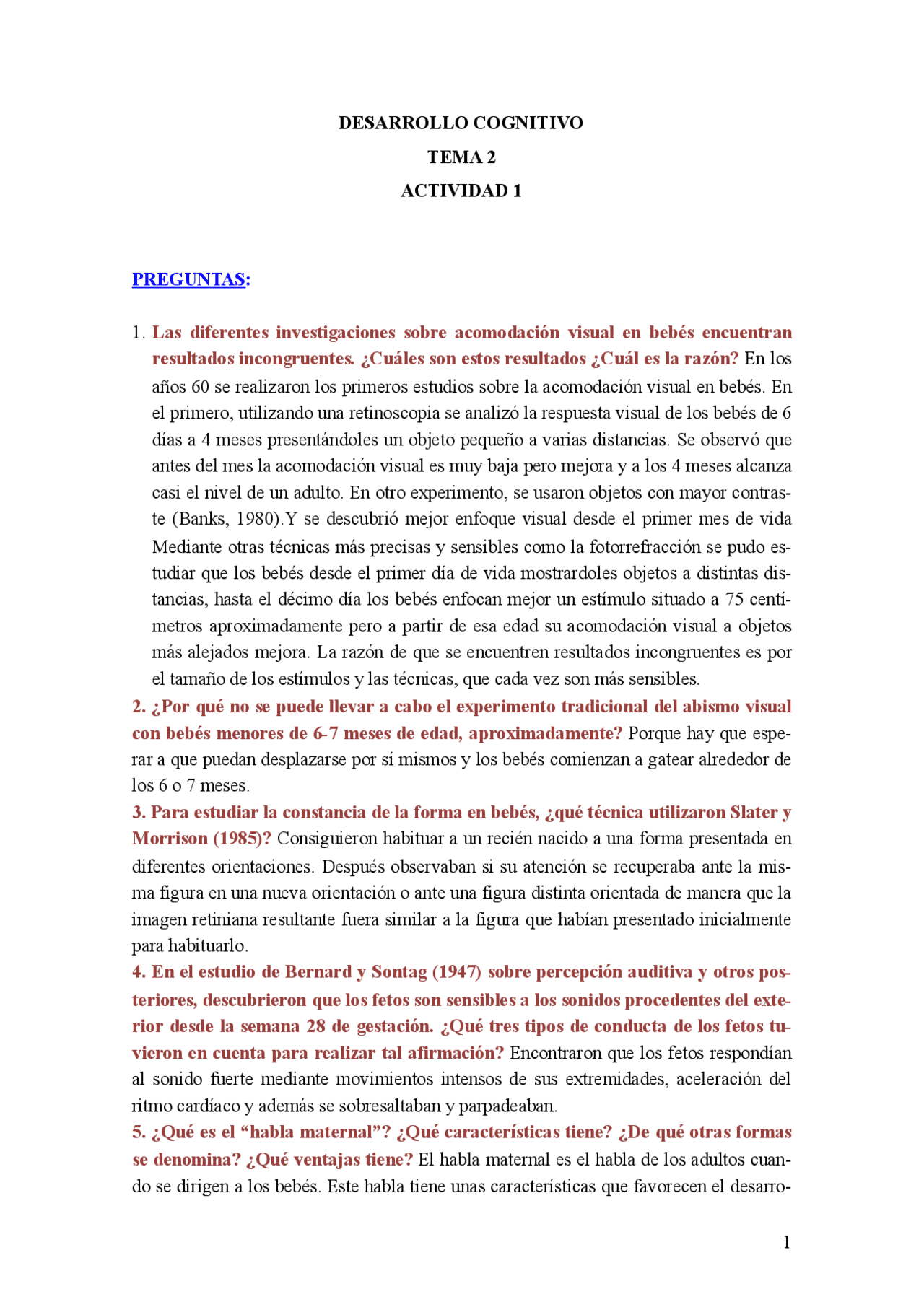 Trabajos Desarrollo Cognitivo Docsity