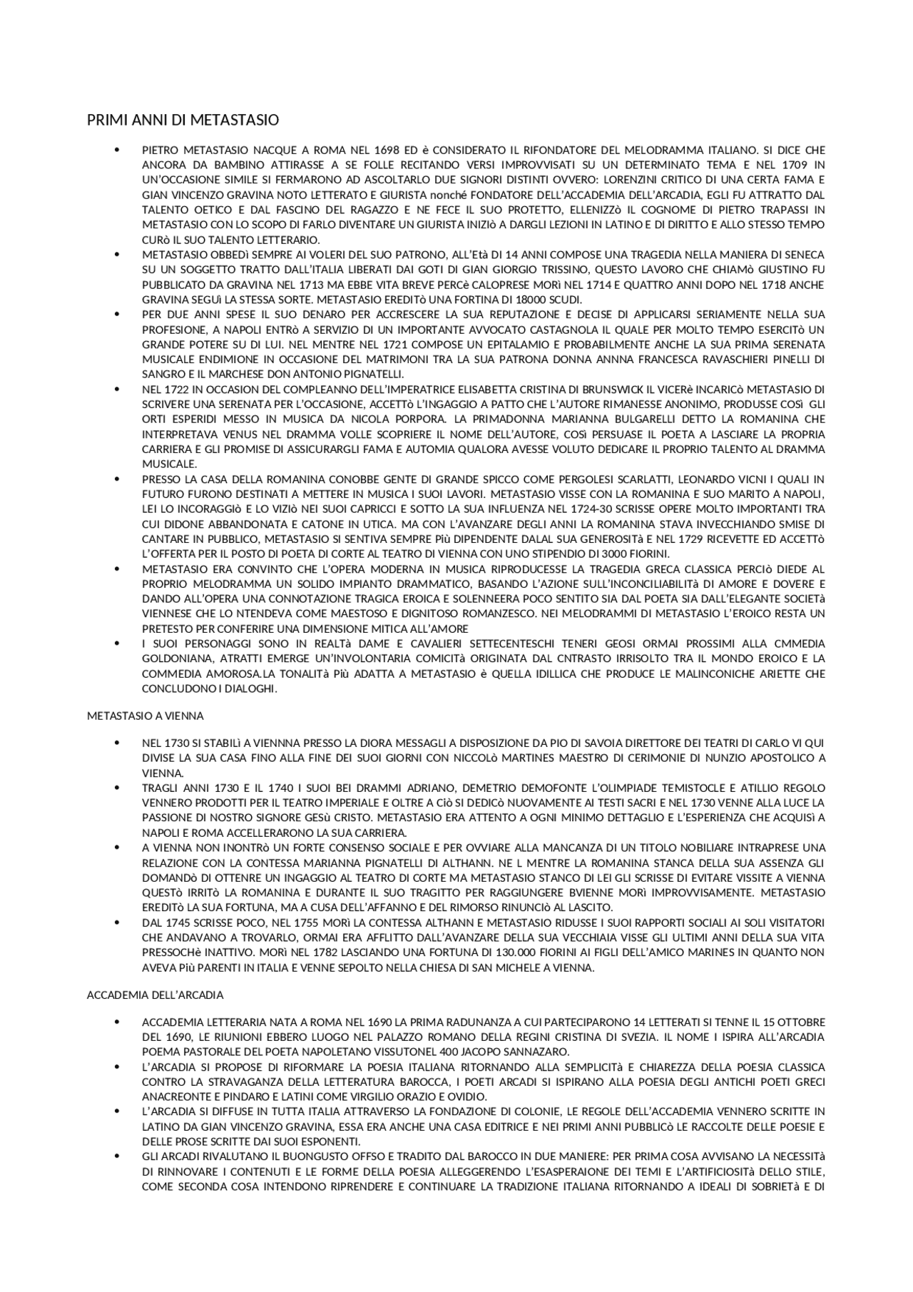 Metastasio E Goldoni Docsity
