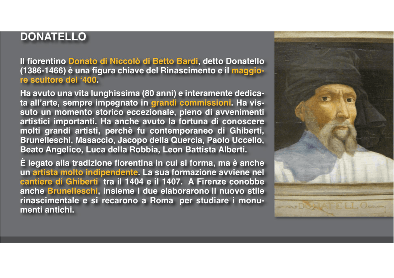 Donatello Vita E Opere Docsity
