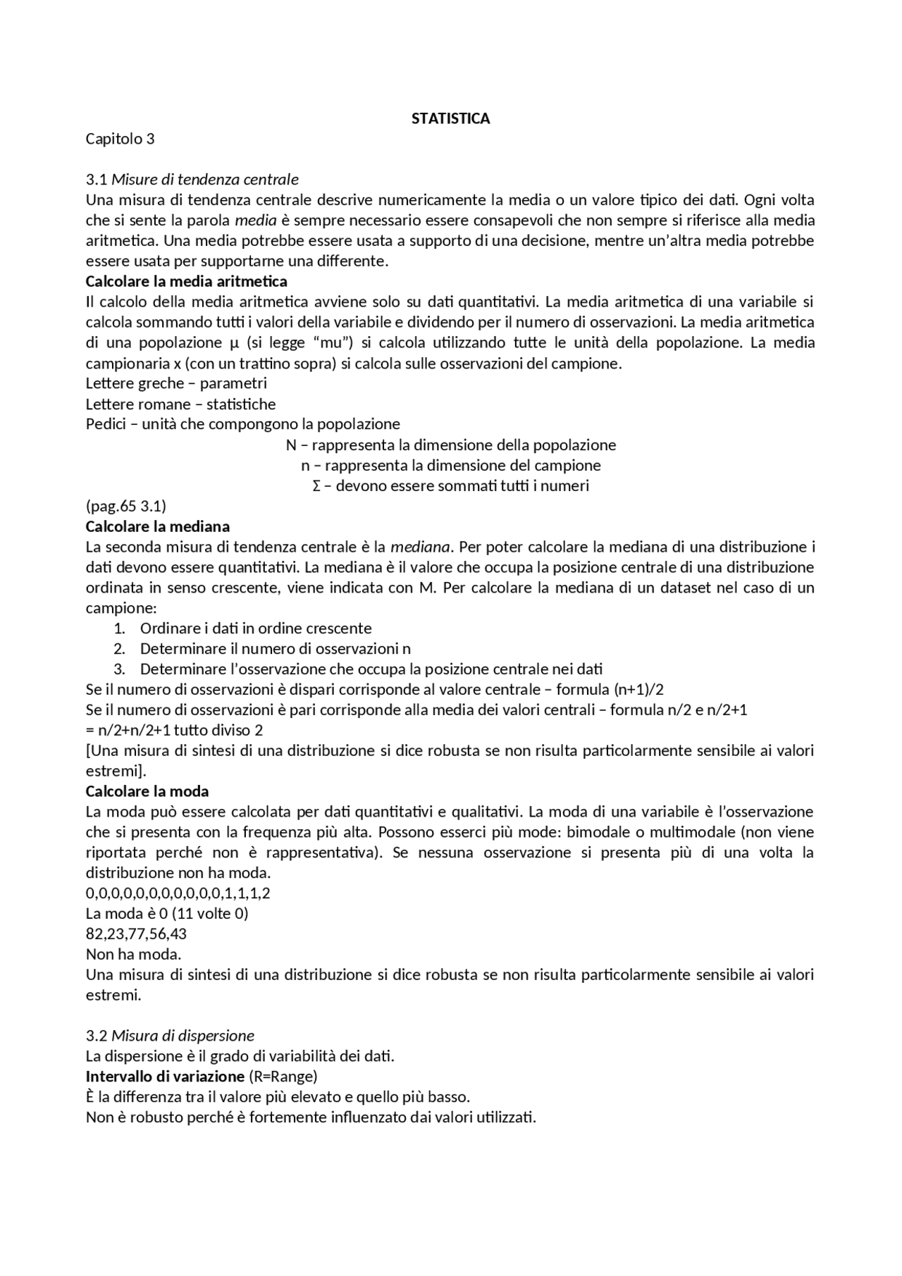 Appunti Completi Statistica Docsity