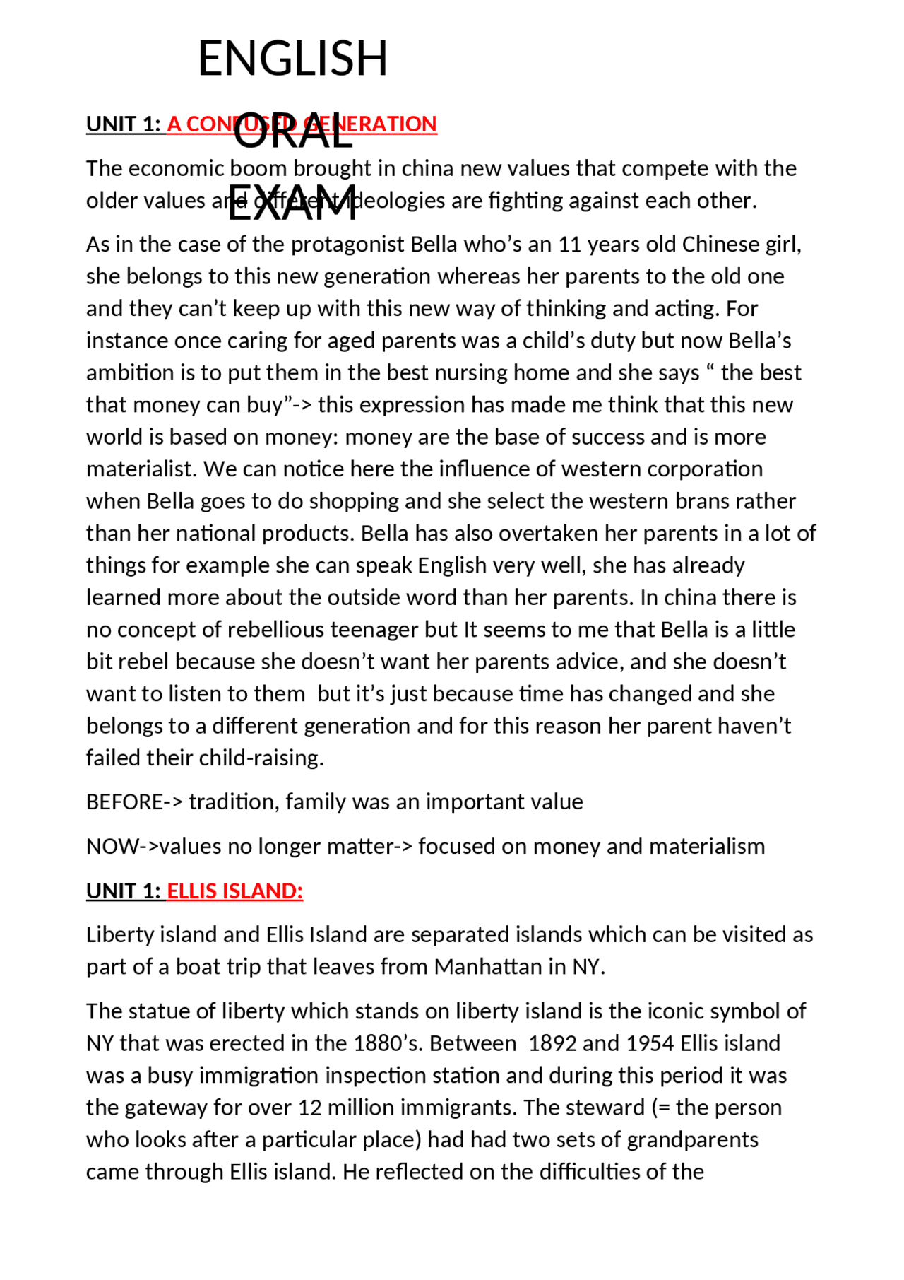 Lingua Orale Inglese 1 Docsity