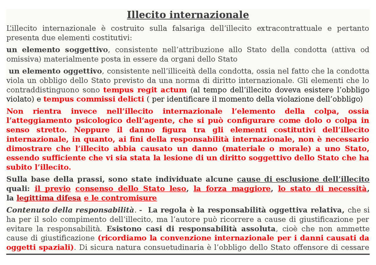 ILLECITO INTERNAZIONALE - Docsity
