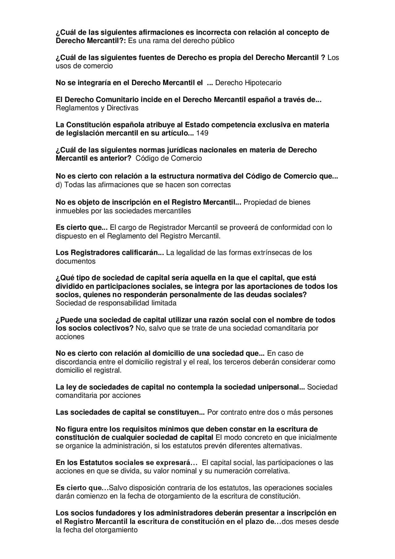 Test Derecho Mercantil Docsity