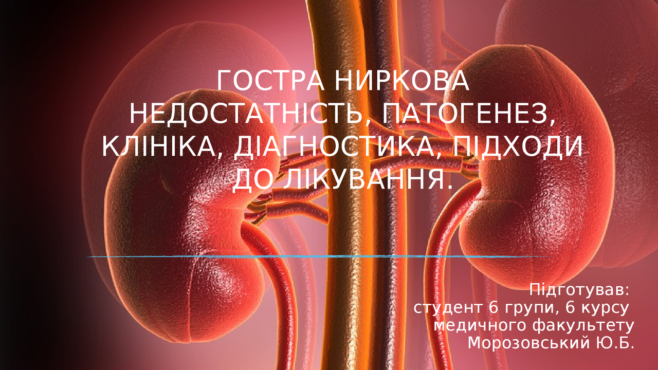 Гостра ниркова недостатність презентація Docsity