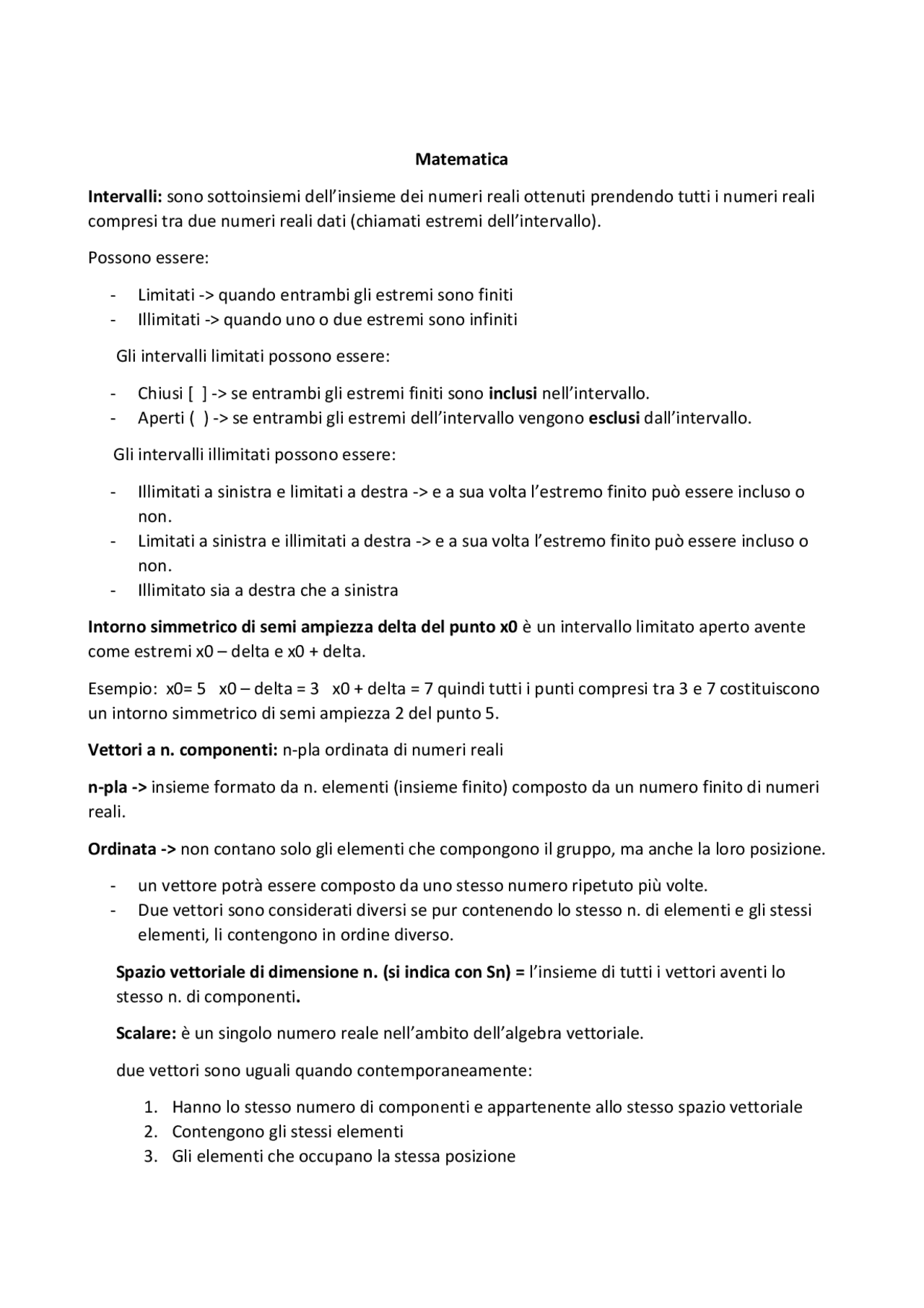 Appunti Matematica Corso Base Appunti Di Matematica Generale Docsity