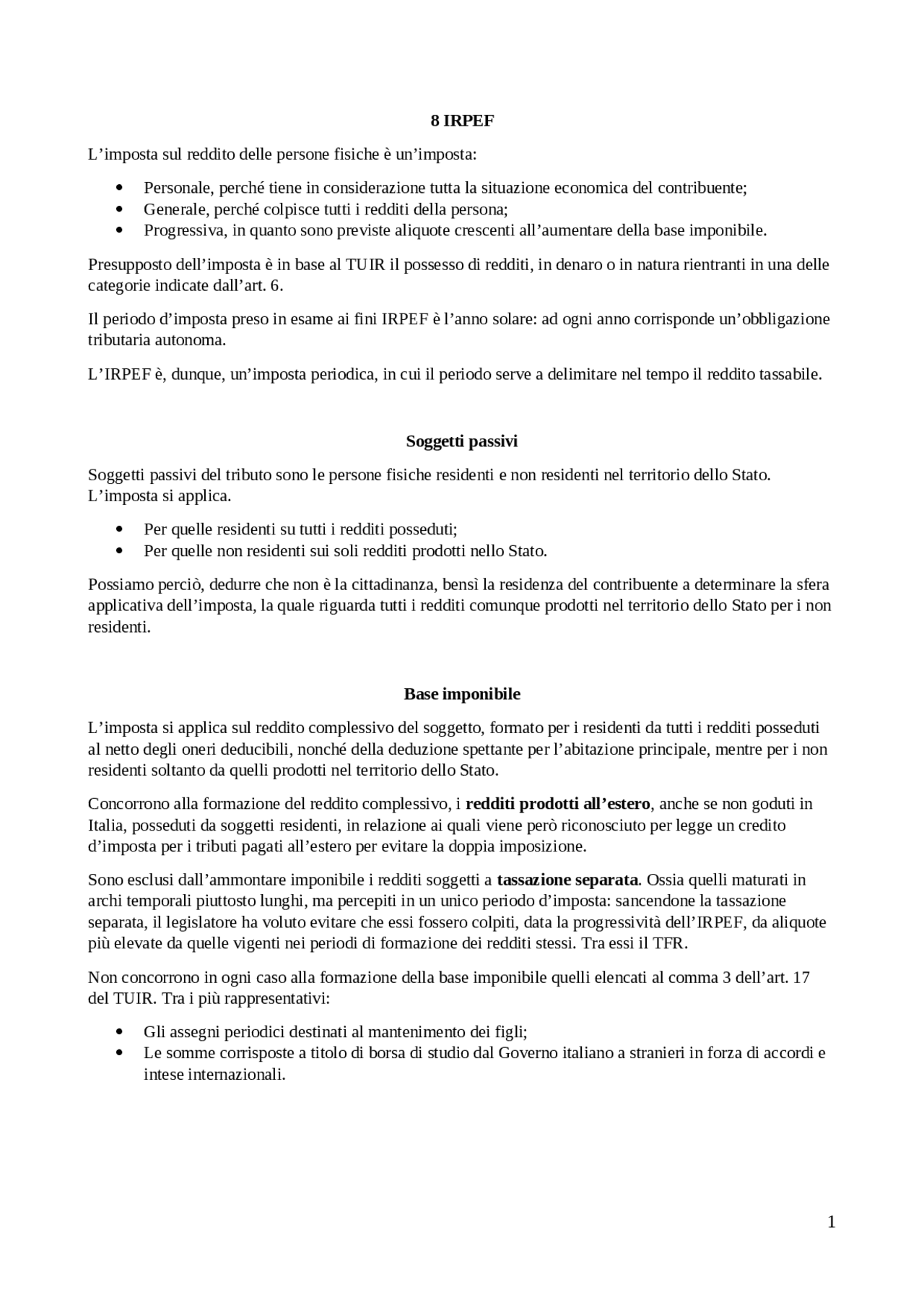 Irpef Imposta Sul Reddito Delle Persone Fisiche Docsity