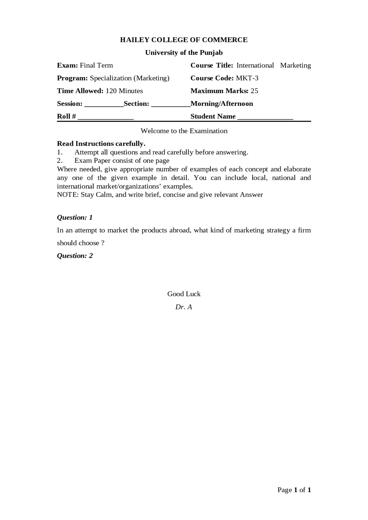 Marketing Paper Marketing Paper Assignments Marketing Docsity
