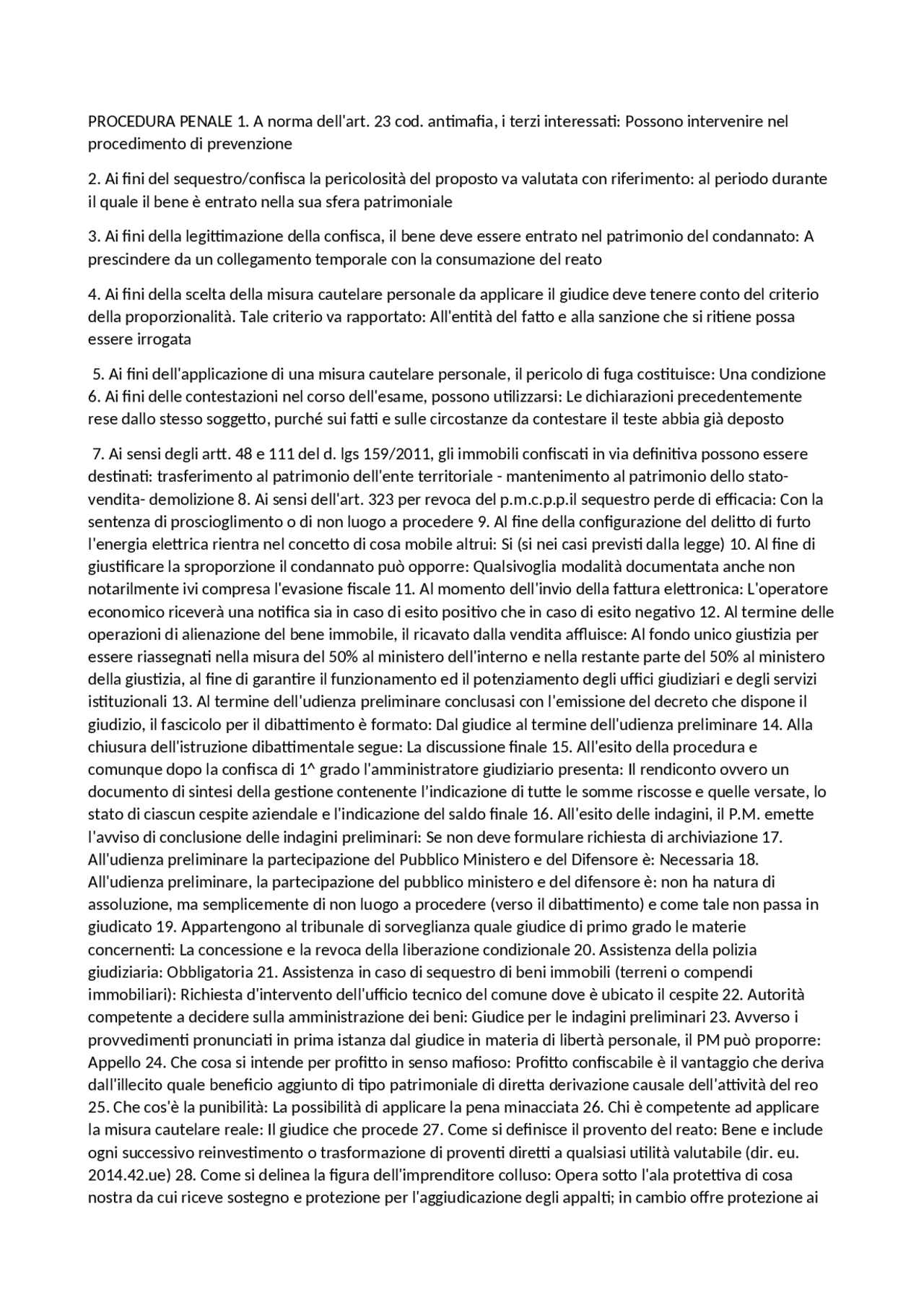 Esame Procedura Penale Pegaso Docsity