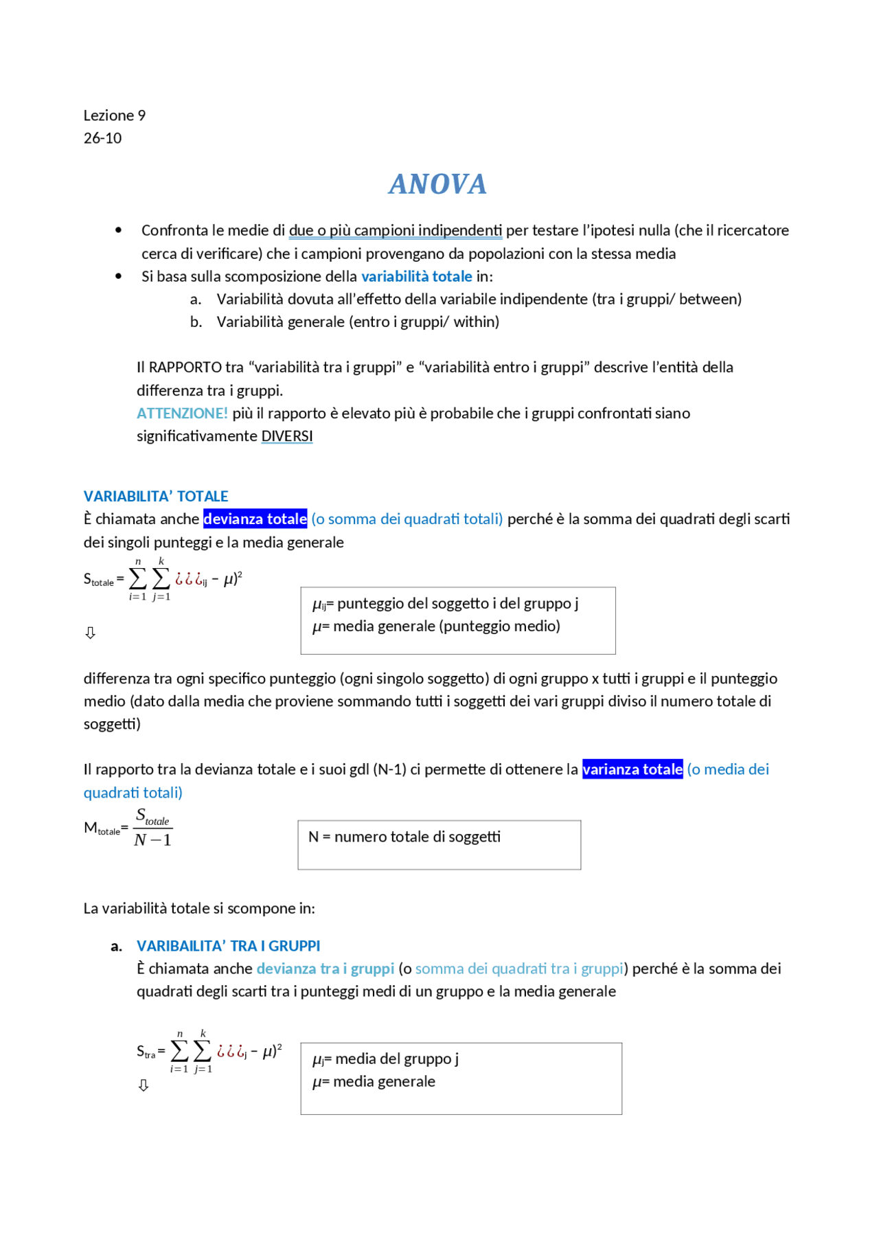 Test Anova Docsity