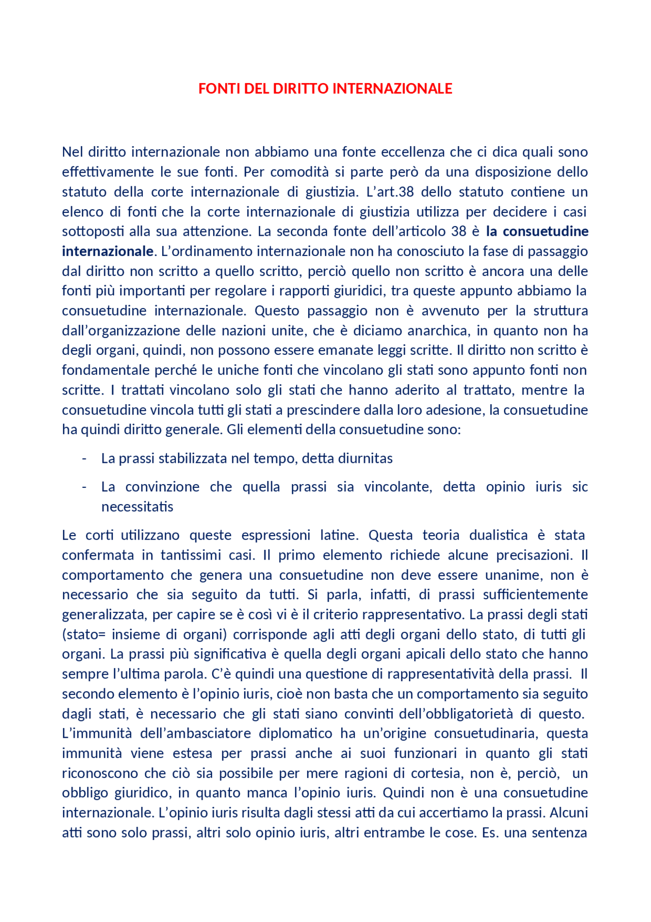 Diritto Internazionale Docsity