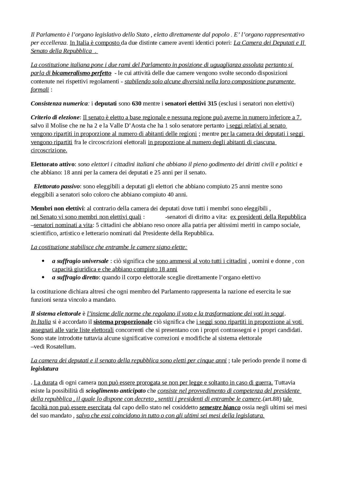 Parlamento Composizione E Funzioni Docsity