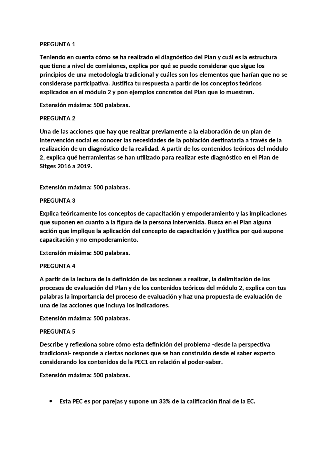 Evaluación E Intervención Social Pec 2 Docsity