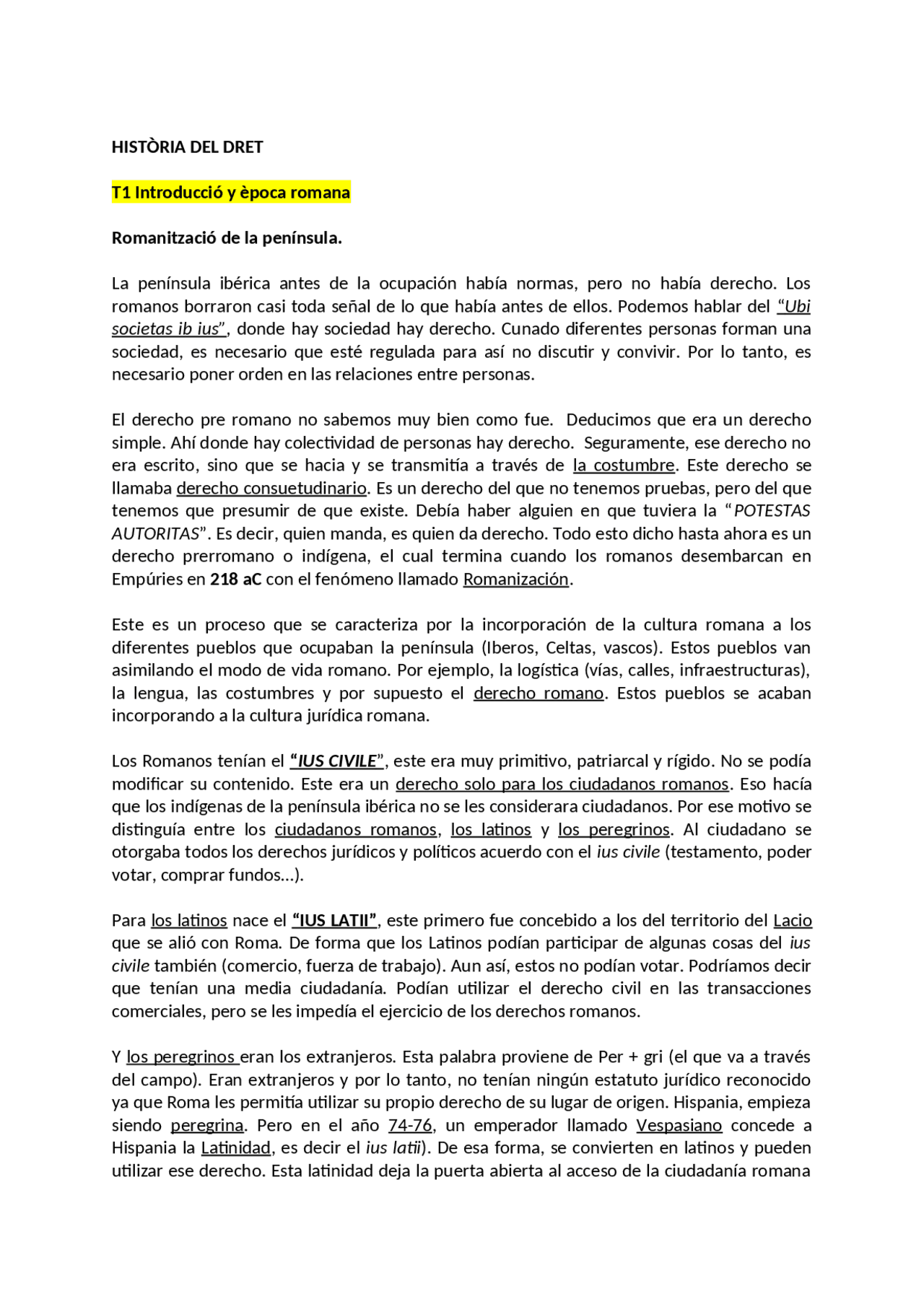 Història Del Dret Proff Capilla Docsity