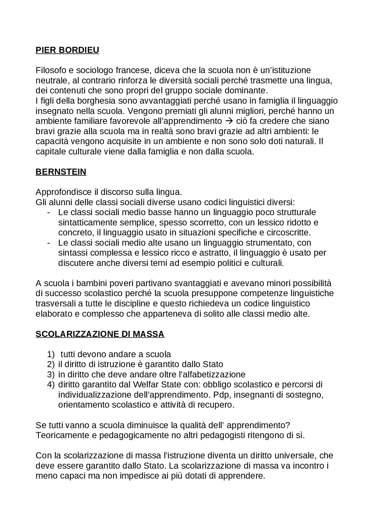 Scolarizzazione Scienze Umane Docsity